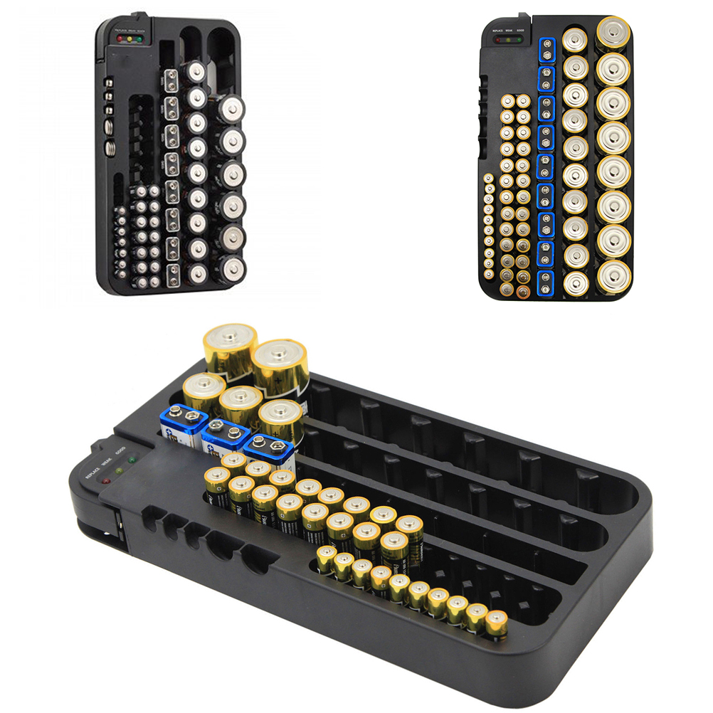 72 Various Battery Storage Organizer Battery Holder with Tester Battery ...