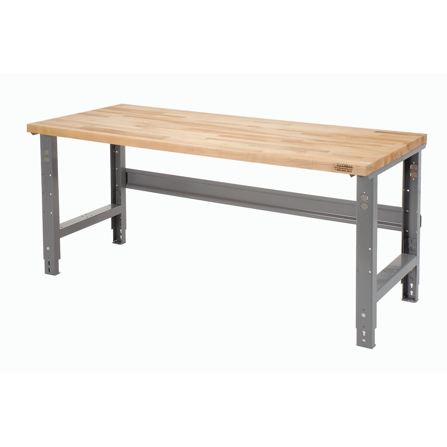 Adjustable Height Workbench, Maple Butcher Block Square Edge, 72"W x 30 ...