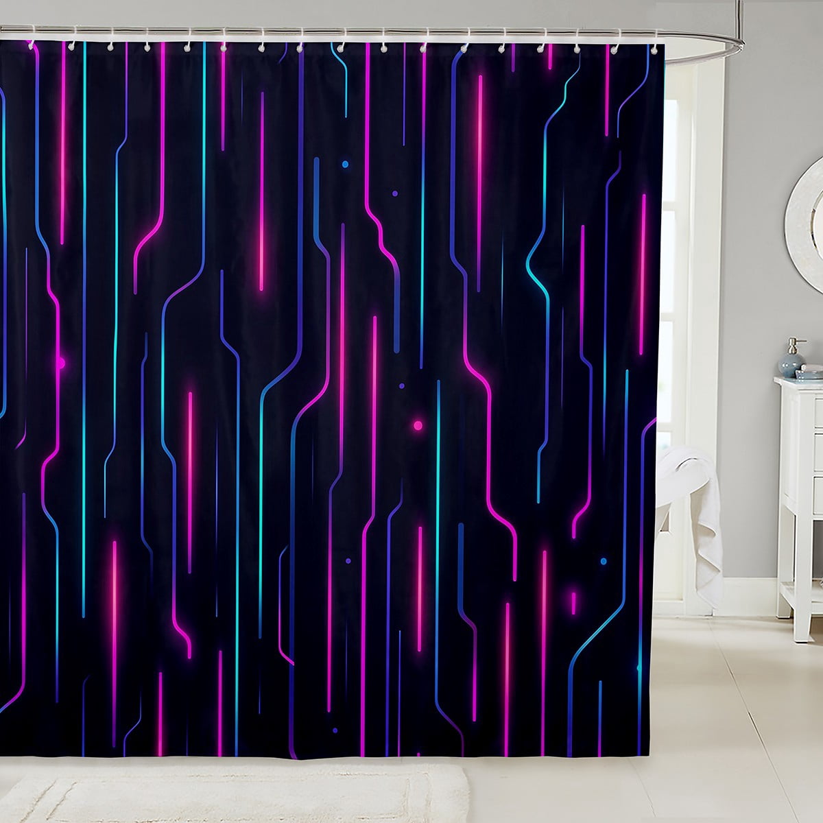 72" W X 78" L Abstract Line Bathroom Shower Curtain Sets,Geometric ...