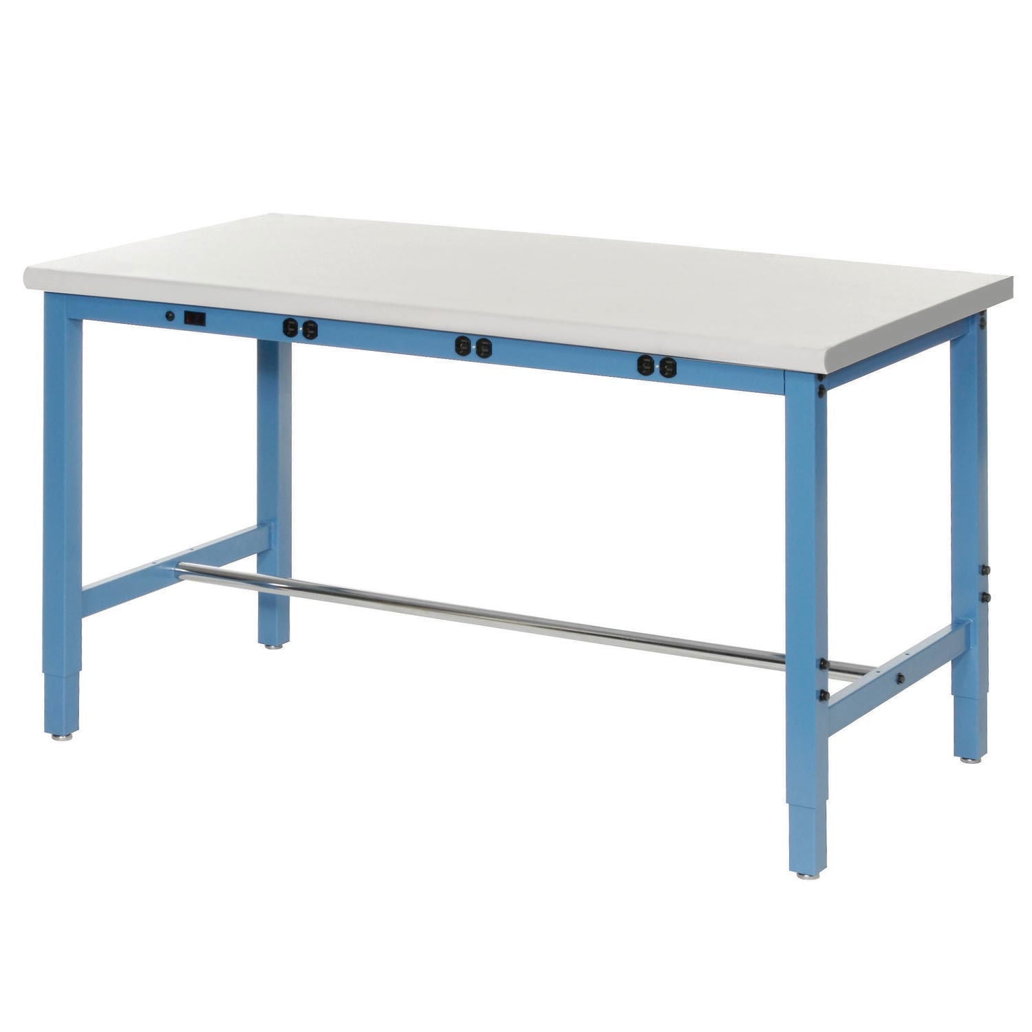 72"W x 30"D Adjustable Height Workbench, Power Apron, 1-1/4" Thick ESD ...