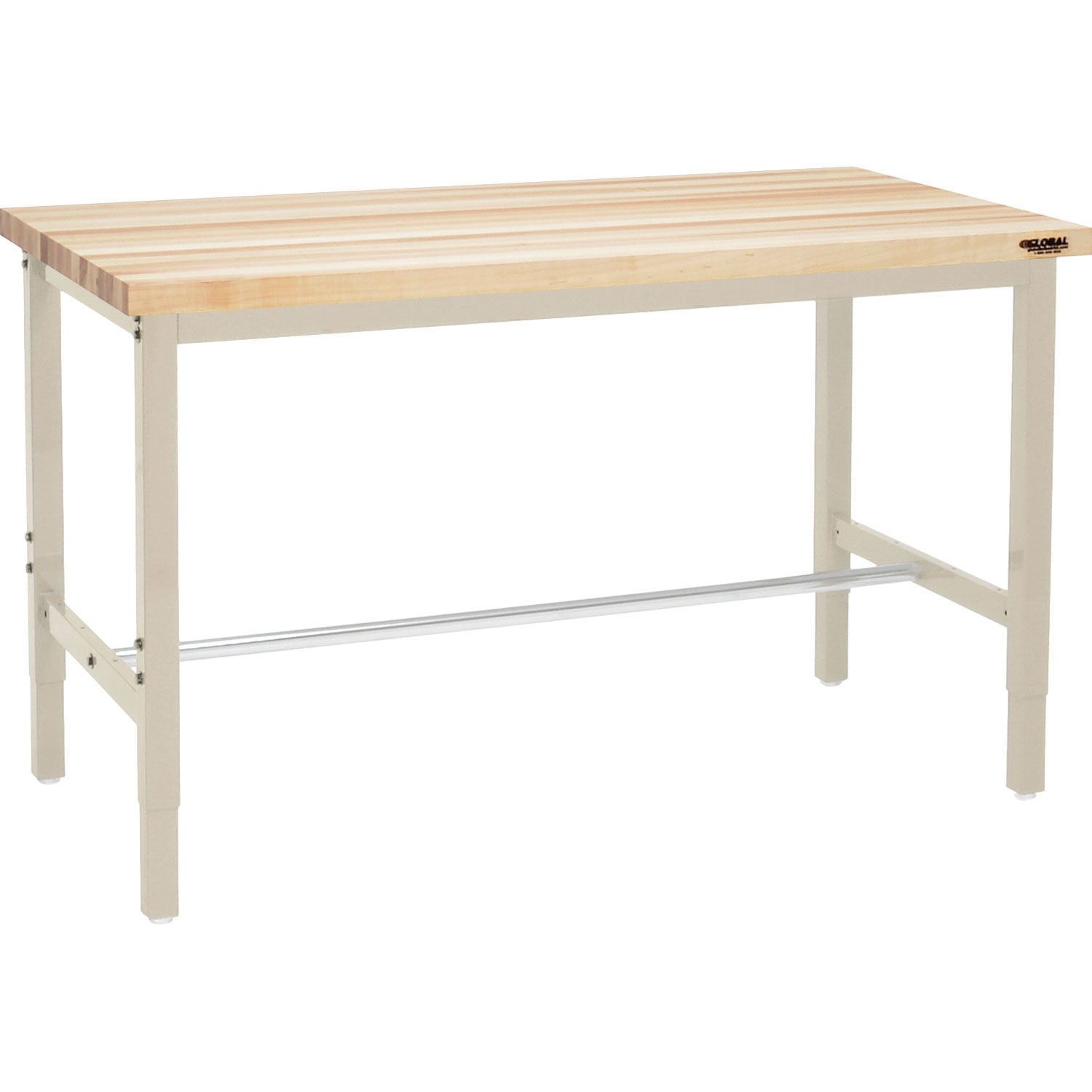 72"W x 36"D Adjustable Height Workbench, 1-3/4" Thick Maple Top Square ...