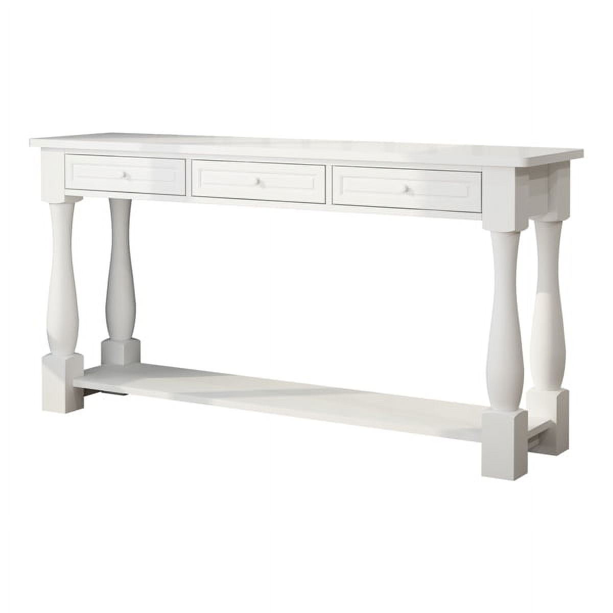 72" White Farmhouse Console Table - Entryway Sofa Table with 4 Drawers ...