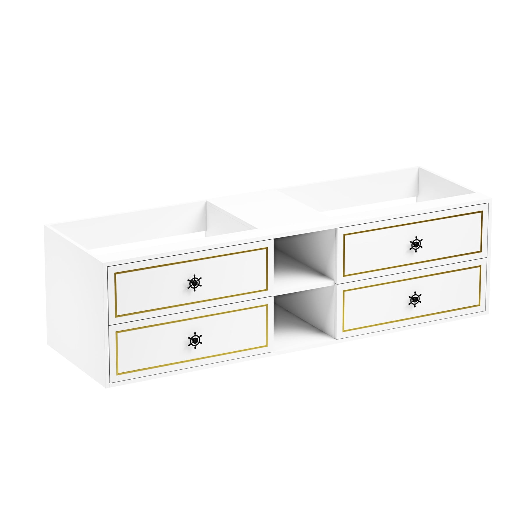 72" White Vanity Cabinet - Four Soft - Closing Drawers - Bathroom ...
