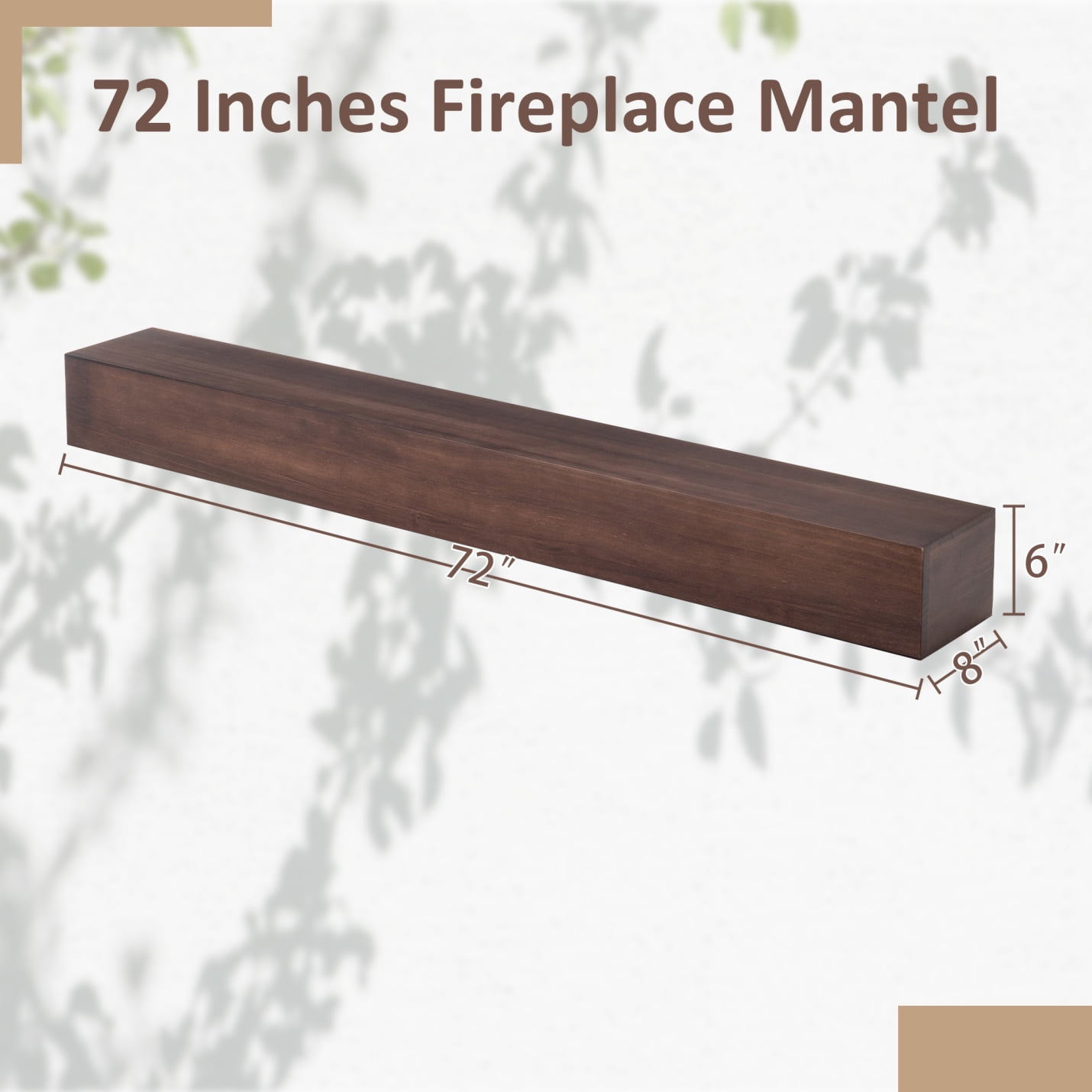 72'' Wooden Wall Mounted Floating Shelf, Wall Decoration Long Mantel ...
