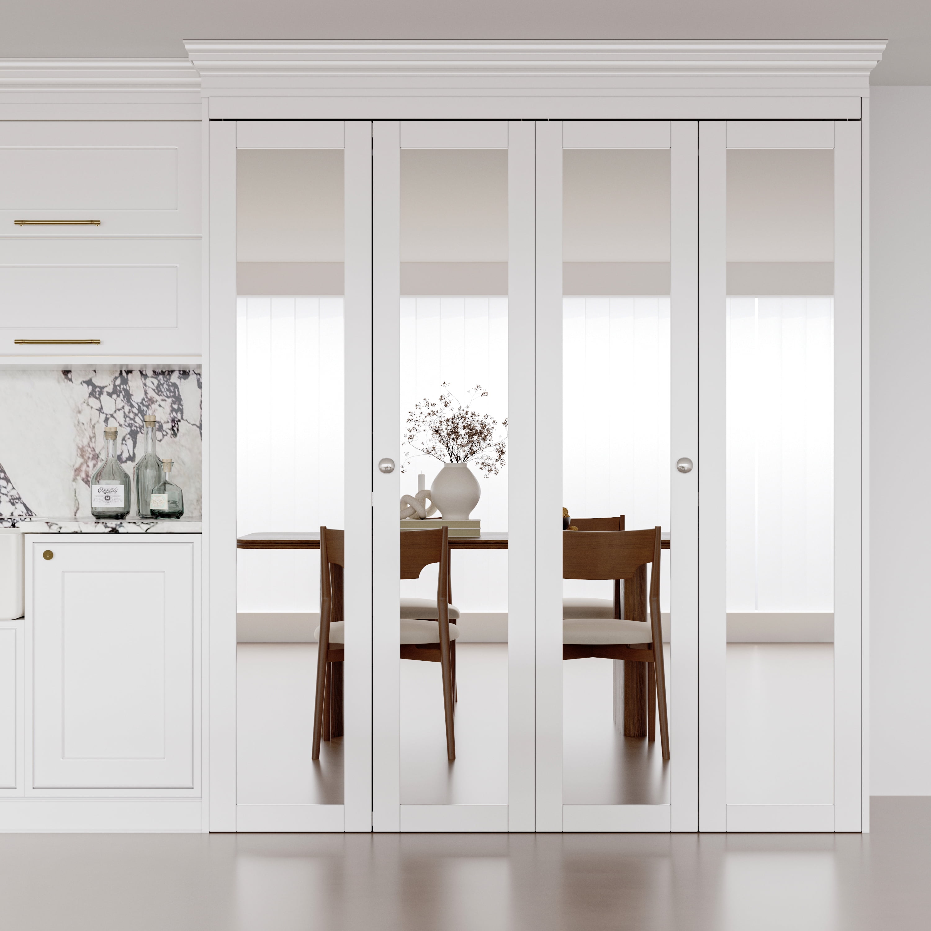 72" X 80" Double Bifold Doors Mirror Solid Manufactured Wood ...