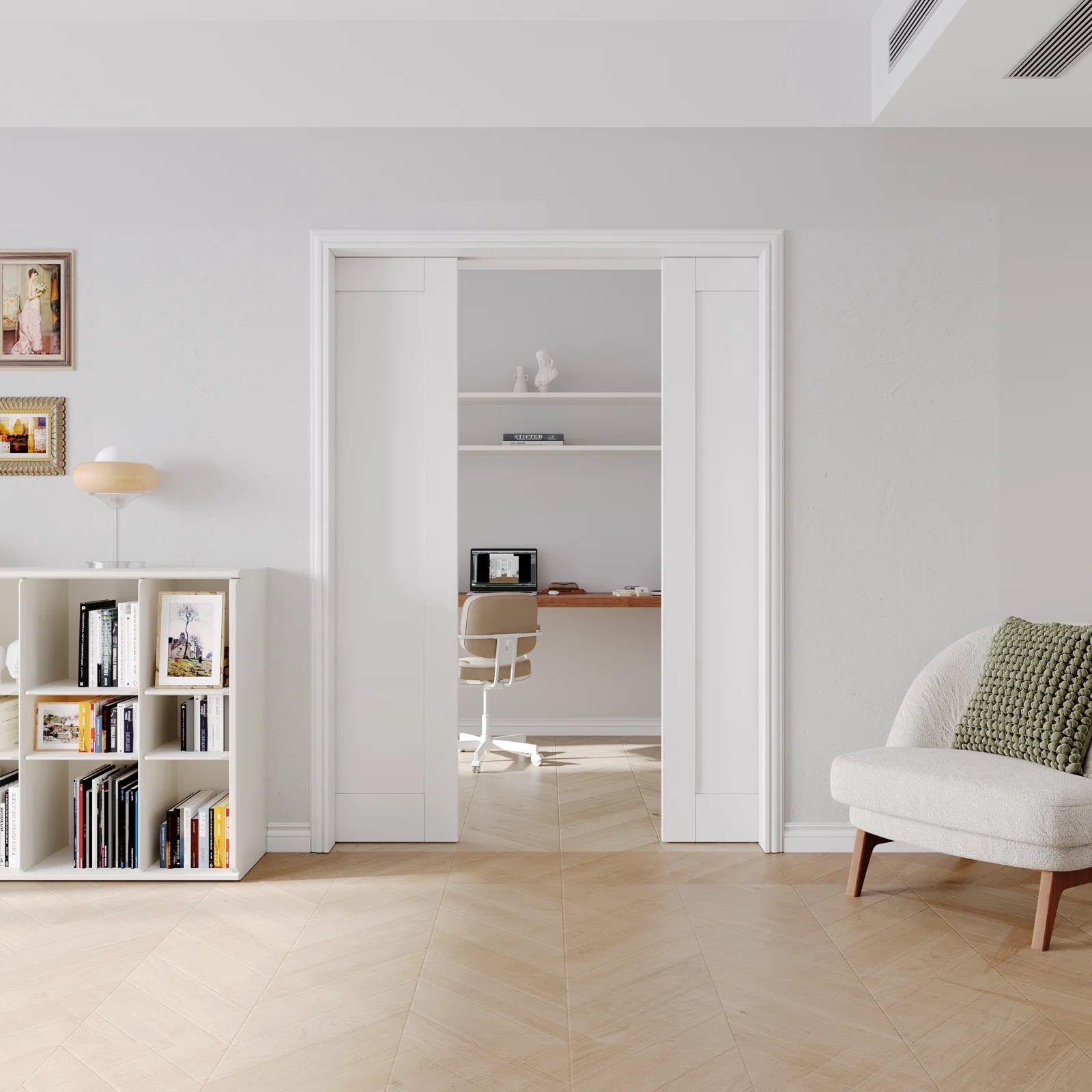 72" X 96" Double Sliding Closet Door Panel Solid Wood Door With Soft Close / Hardware Kit ...