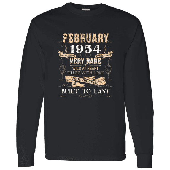 72 Years Old 72Nd Birthday Vintage February 1954 Long Sleeve Shirt ...