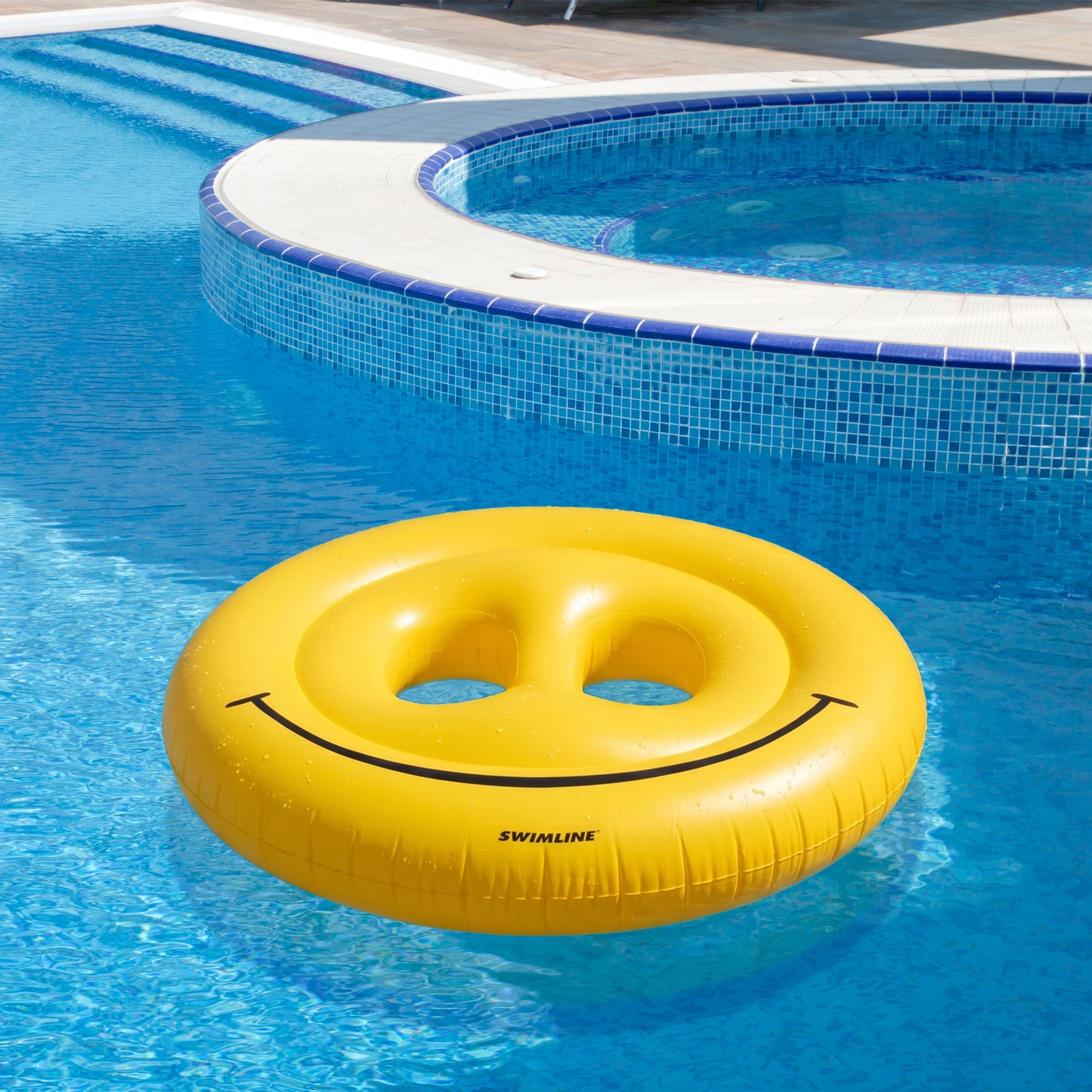 Swimline 72" Inflatable Smiley Face Island 2-Person Swimming Pool Raft ...