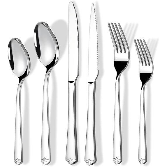 72 count Silverware Set for 12, Stainless Steel Flatware Set wtih Steak ...