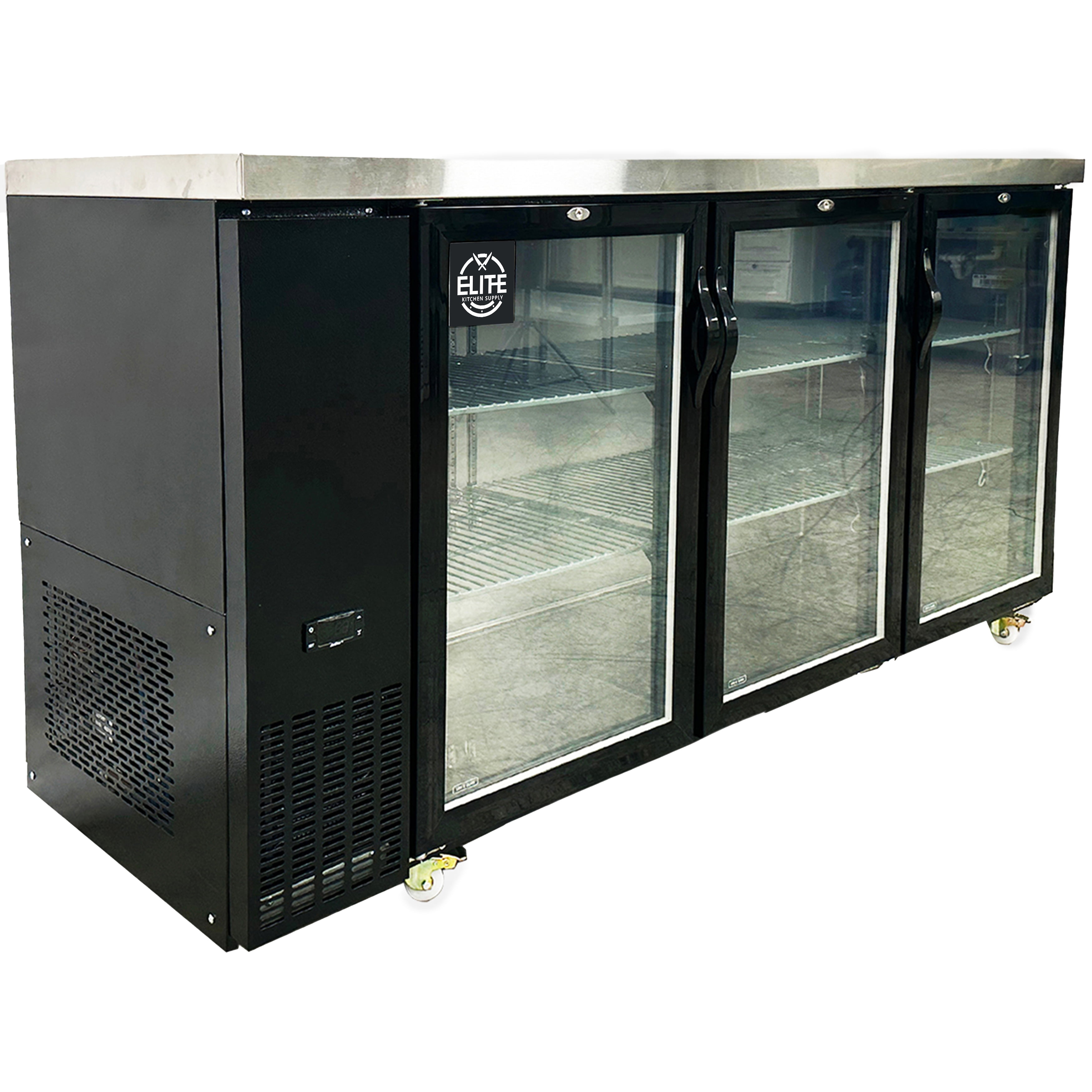 72 in. 3 Glass Door Commercial Back Bar Cooler, 19.5 Cu.Ft Beer Fridge ...