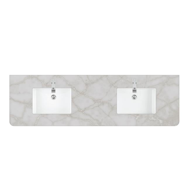 72 in. 3 cm Victorian Silver Quartz Single Radius Cut Top with Sink ...