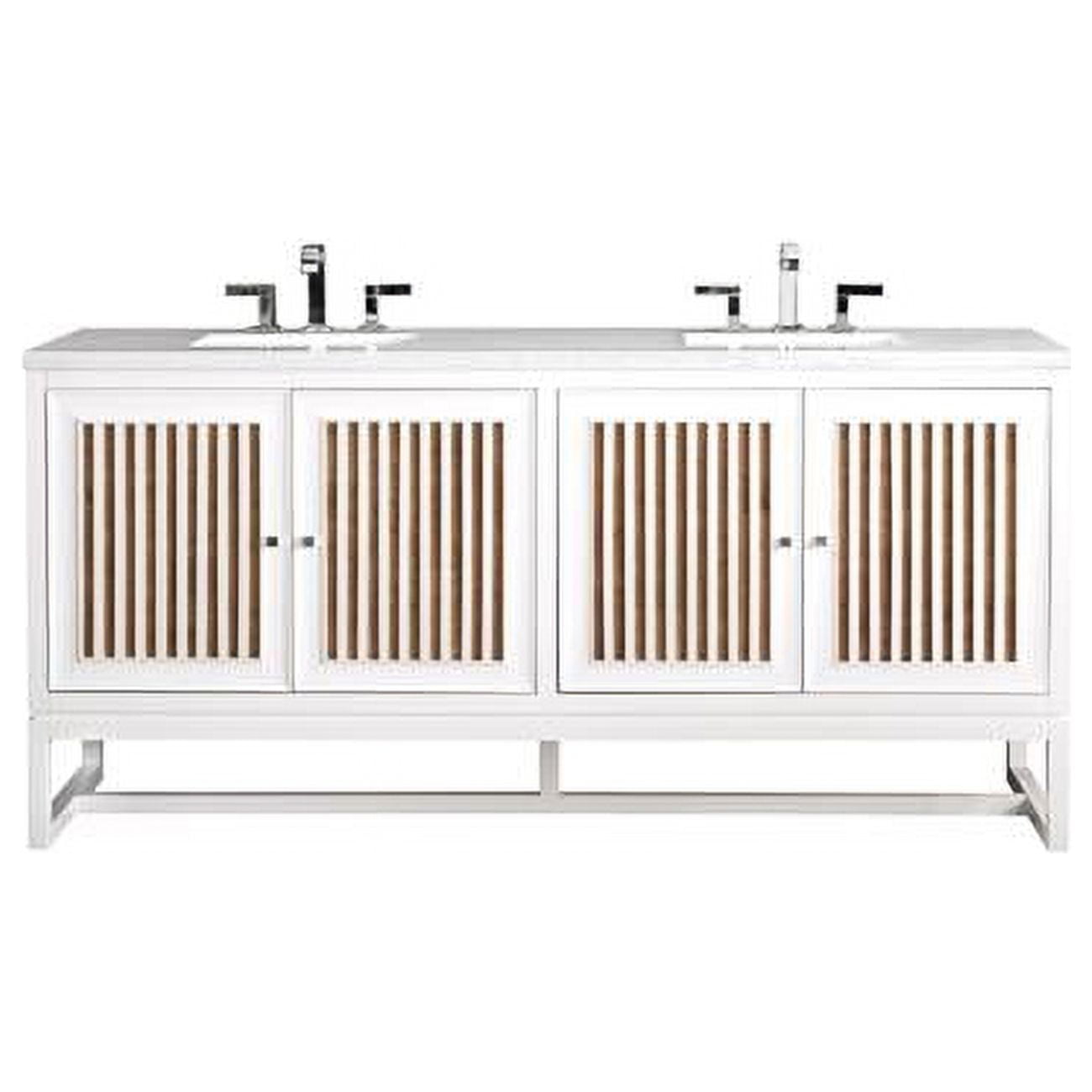 72 in. Athens Double Vanity Cabinet with 3 CM Arctic Fall Solid Surface ...