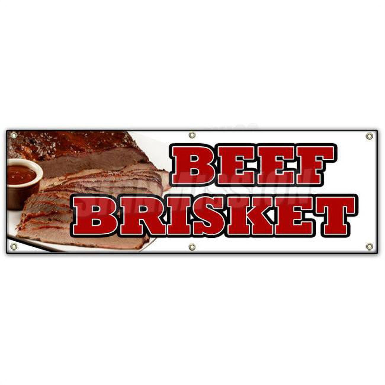 72 in. Beef Brisket Banner Sign - Slow Cooked Bar B Que Texas Smoked ...