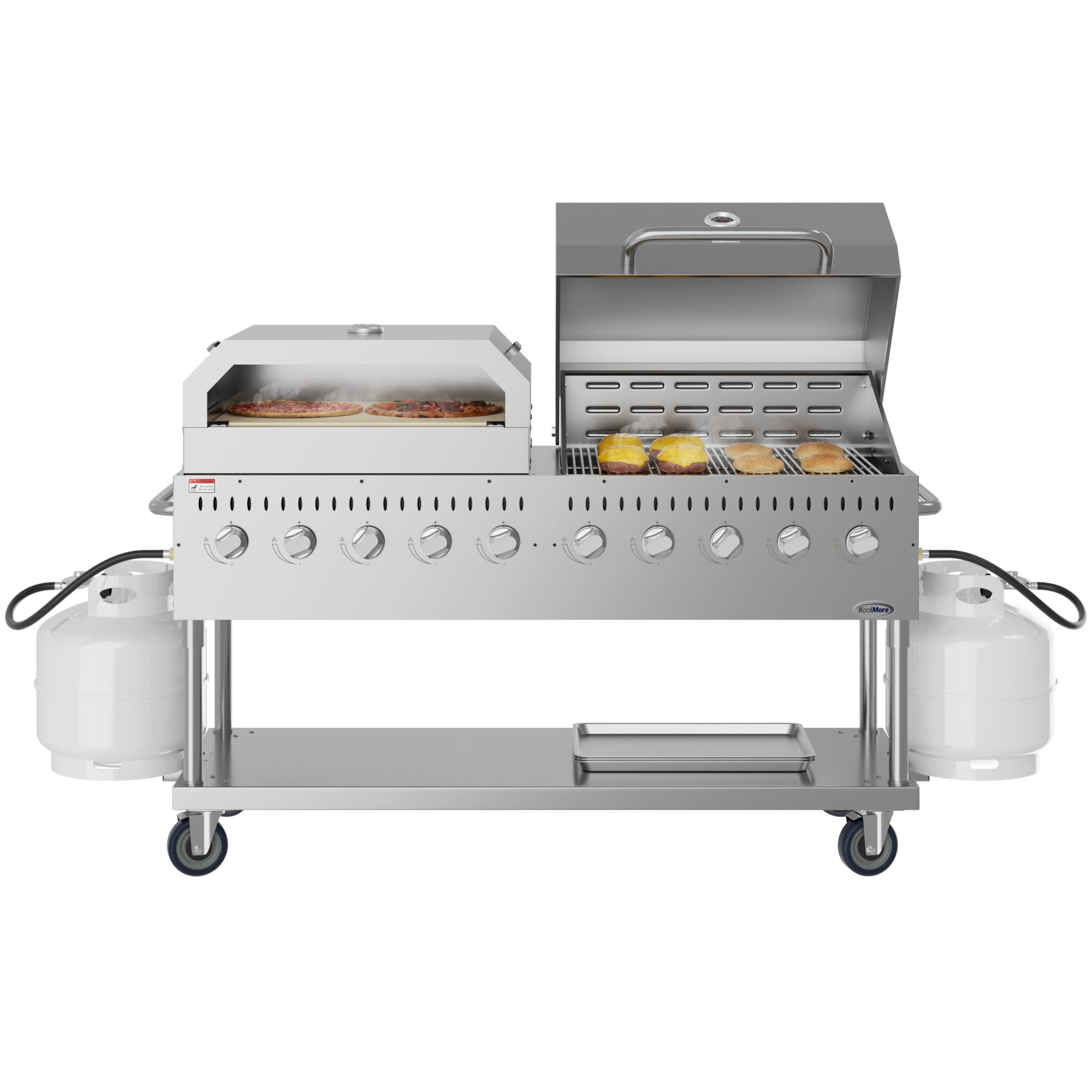 72 in. Commercial Outdoor Propane Gas Grill with 36 in. Roll Dome Cover ...
