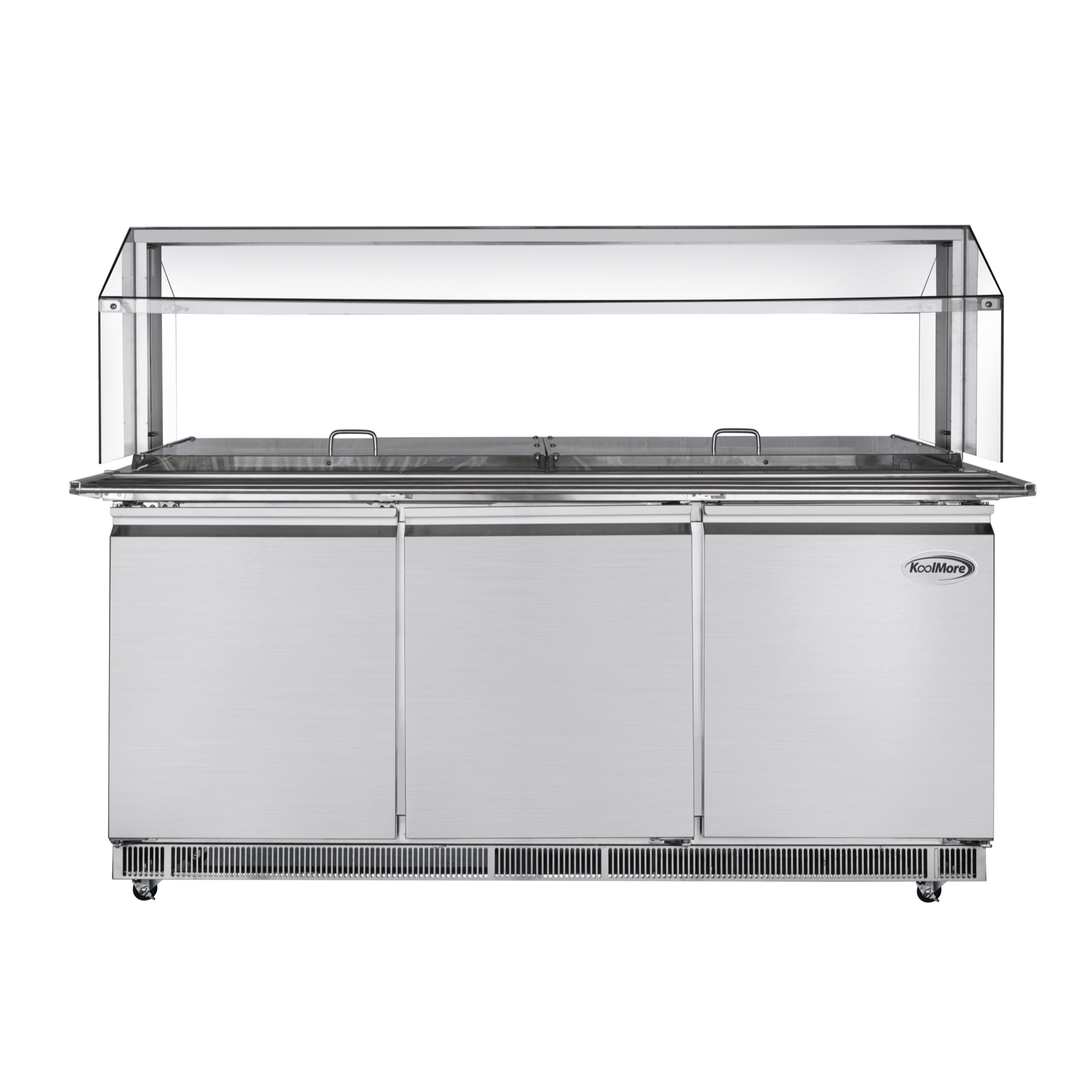 72 in. Commercial Refrigerated Prep Station with Sneeze Guard and ...