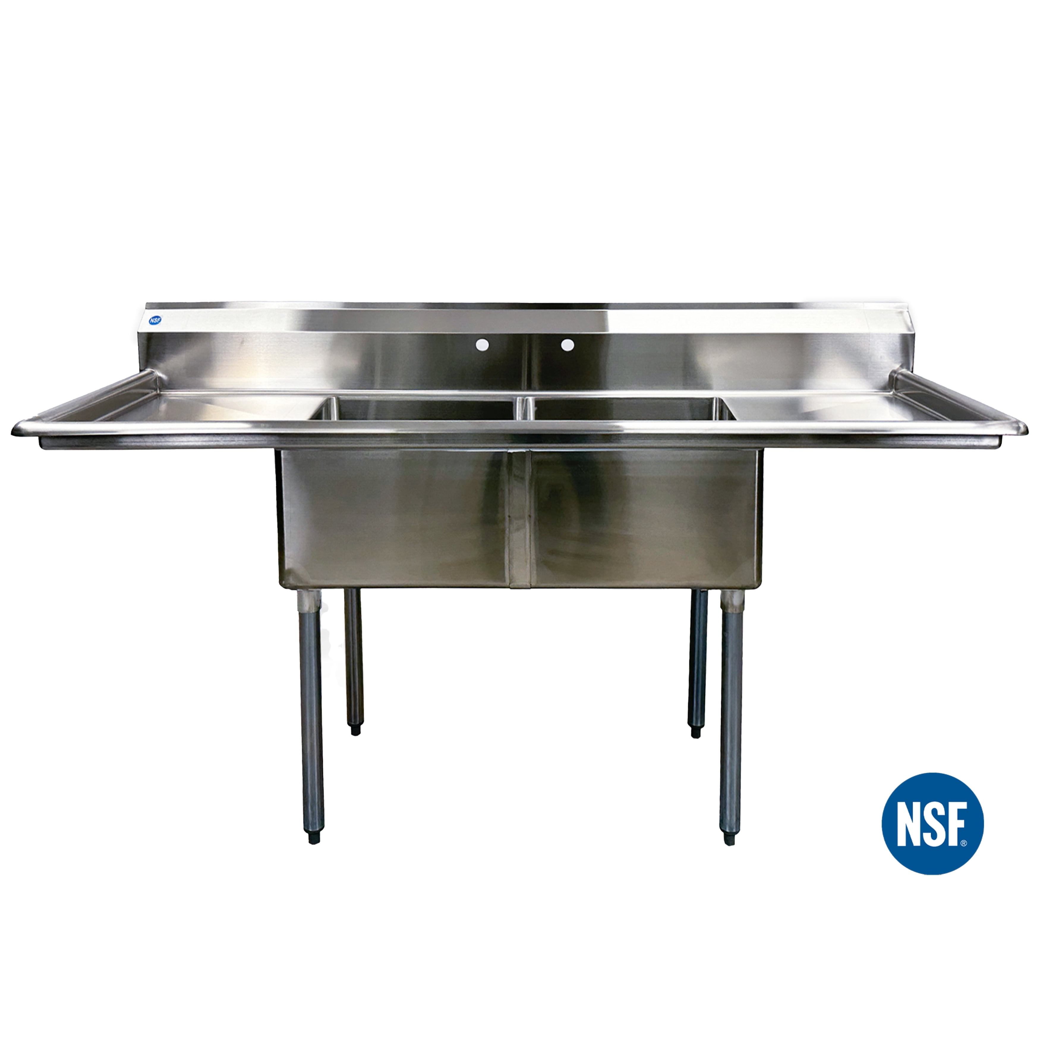 72 in. Commercial Restaurant Kitchen Two Compartment Stainless Steel ...