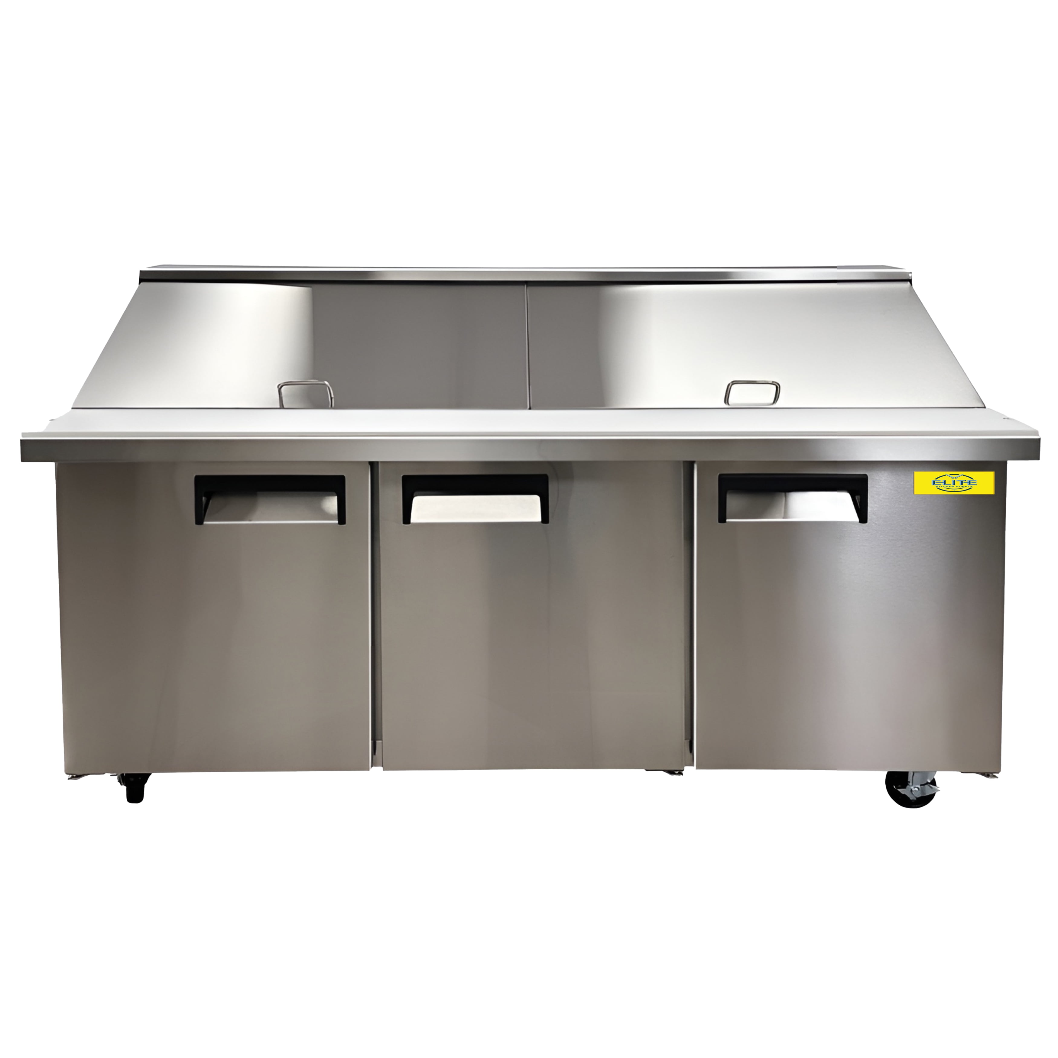 72 in. Commercial Sandwich Prep Table Refrigerator, Mega Top Three-Door ...