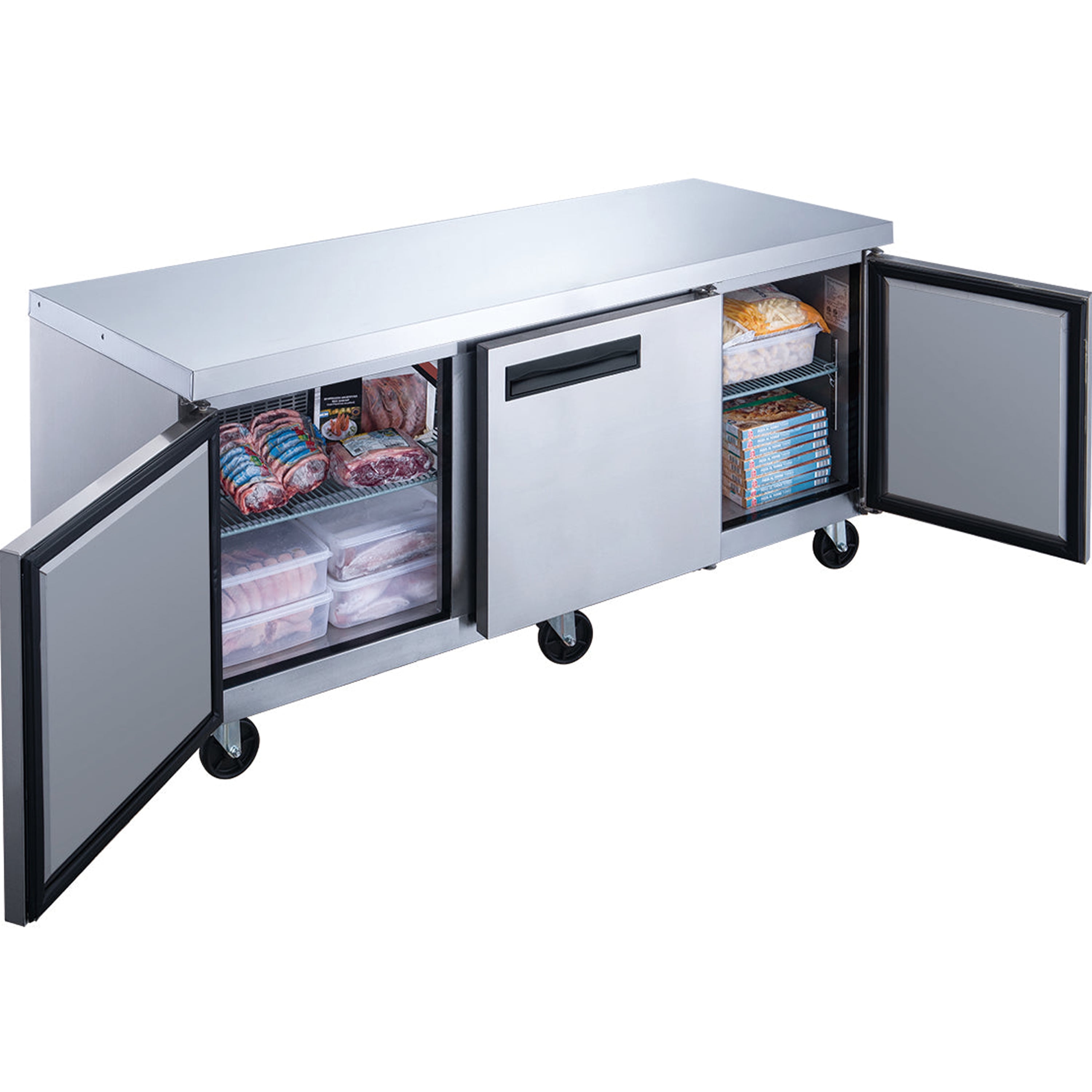 72 in. Commercial Undercounter Freezer 19 Cu.Ft. Stainless Steel Three ...