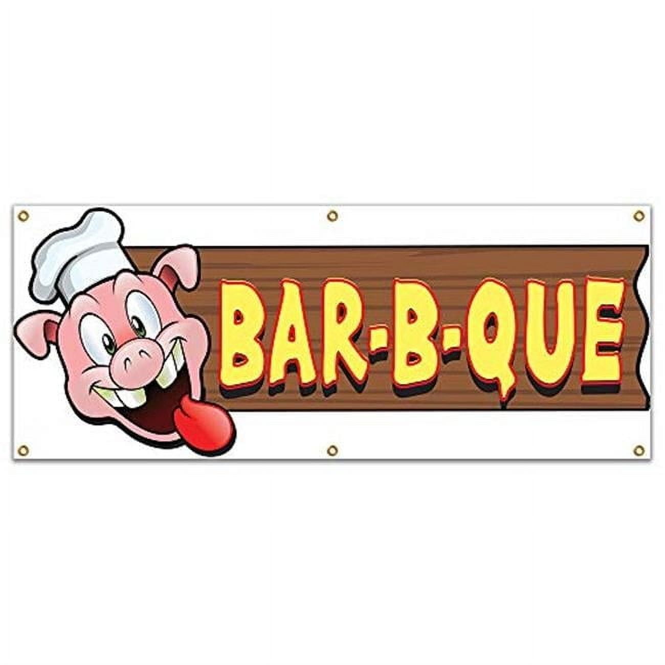 72 in. Concession Stand Food Truck Single Sided Banner - Bar-B-Que Pig ...