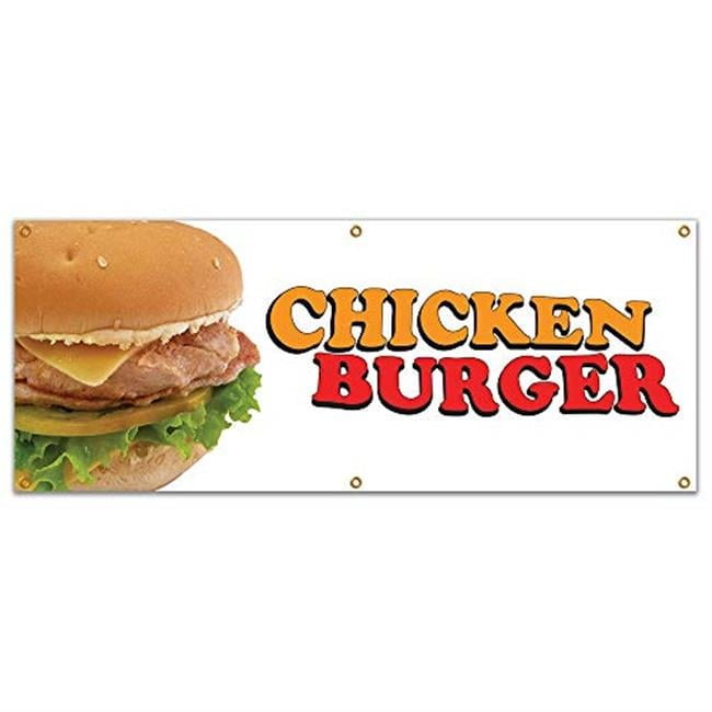 72 in. Concession Stand Food Truck Single Sided Banner - Chicken Burger ...