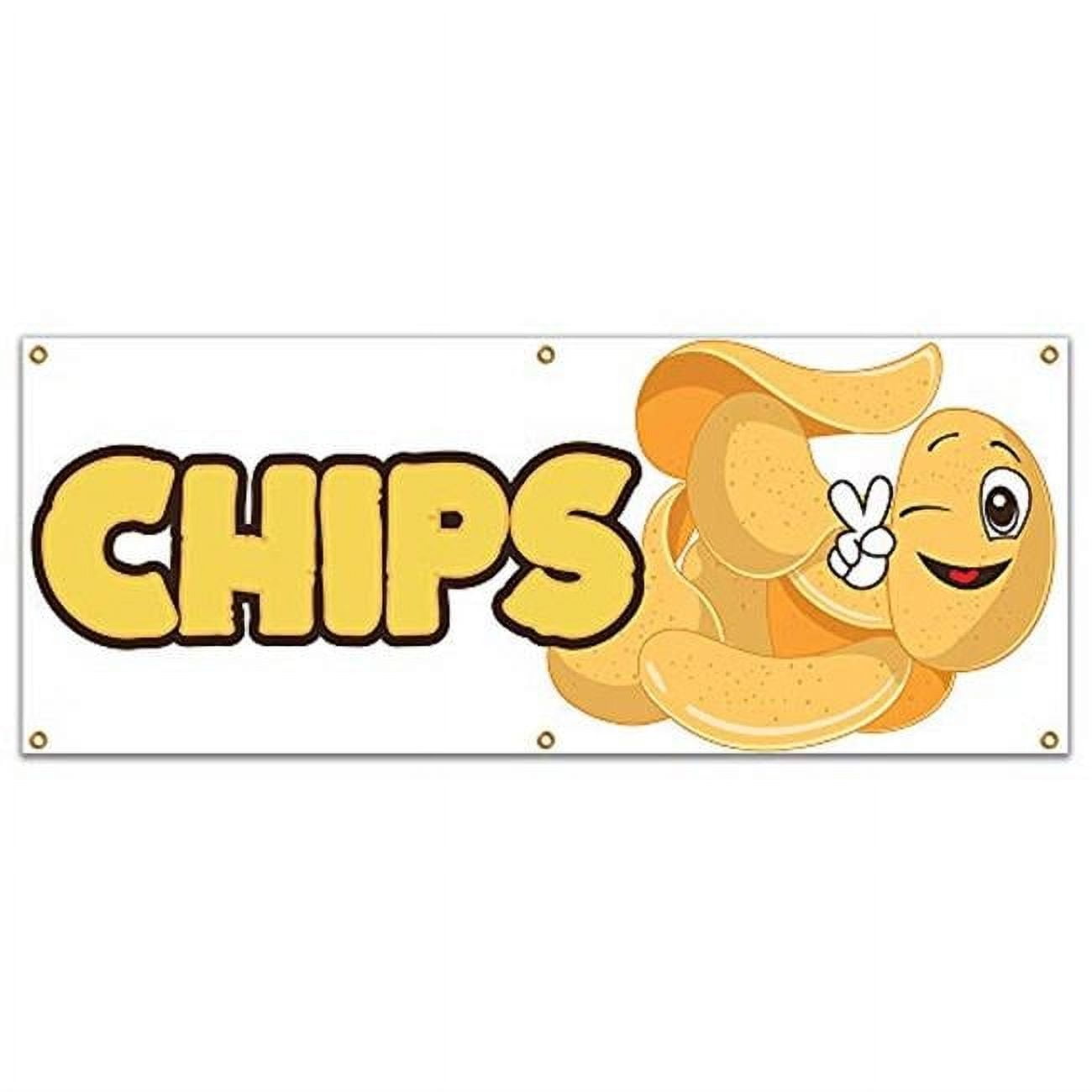 72 in. Concession Stand Food Truck Single Sided Banner - Chips 2 ...