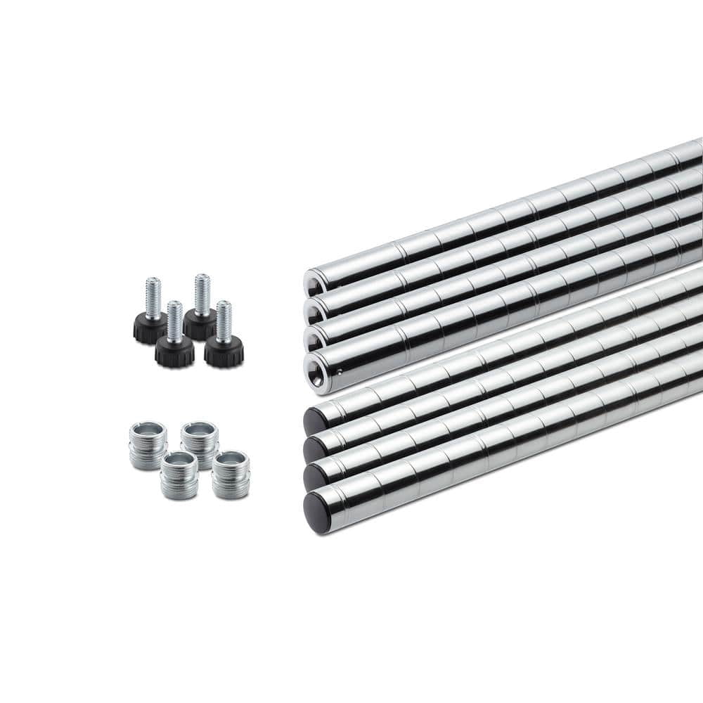 72 in. EcoStorage Chrome Color Steel Poles - Set of (4) - Walmart.com