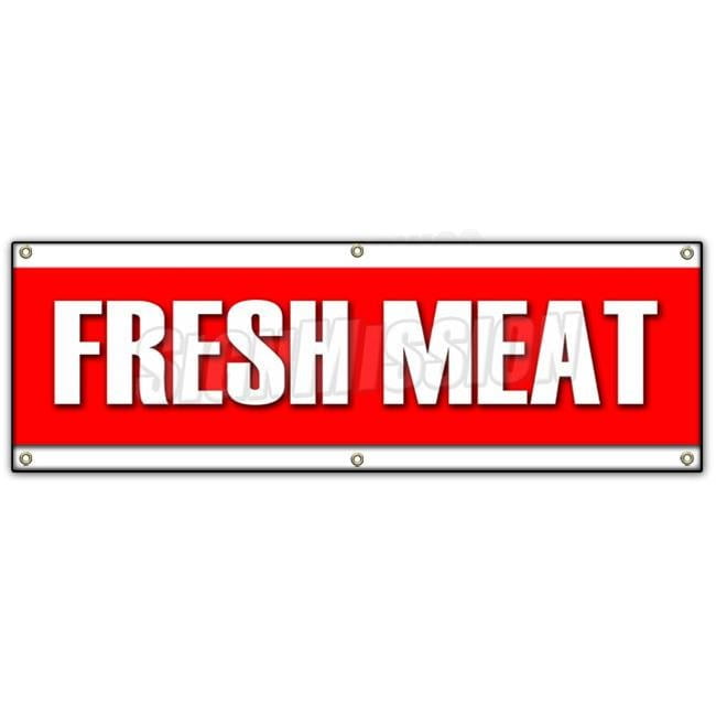 72 in. Fresh Meat Banner Sign - Butcher Steak Beef Chicken Pork Ground ...
