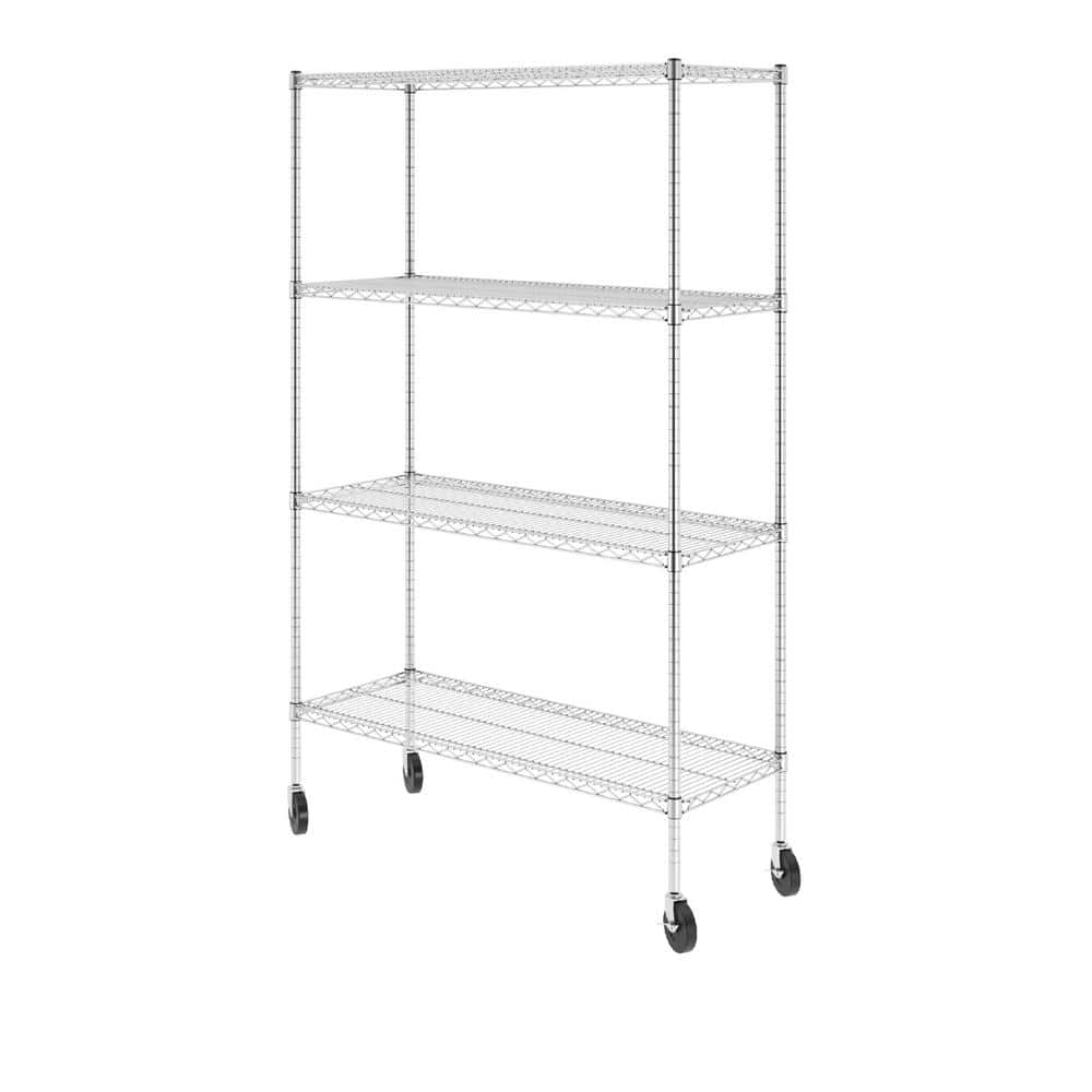72 in. H x 48 in. W x 18 in. D NSF 4-Tier Wire Chrome Shelving Rack ...