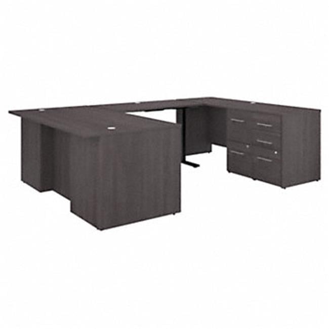 72 in. Height Adjustable U Shaped Executive Desk with Drawers, Storm ...