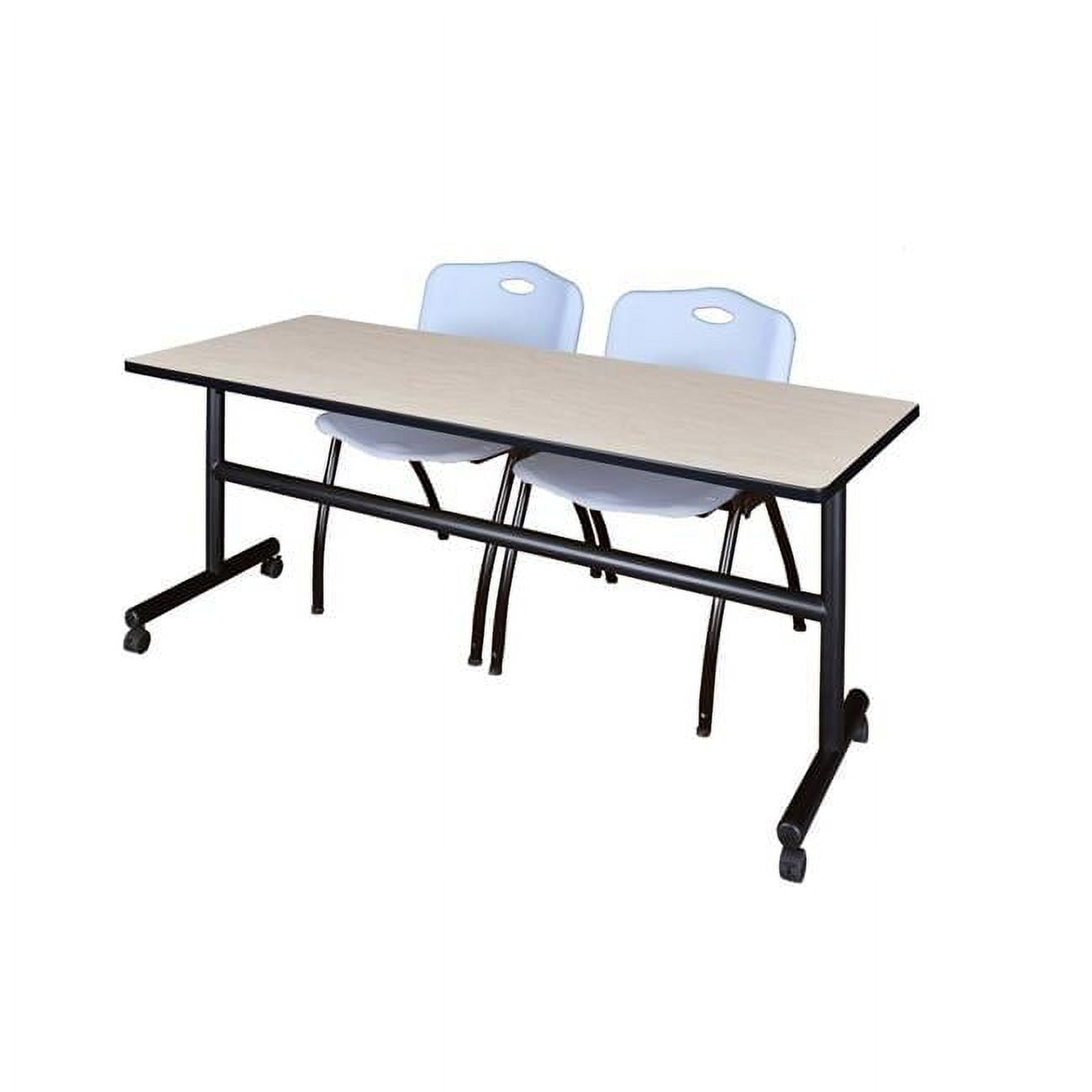 72 in. Kobe Flip Top Mobile Training Table with Maple & Grey 2 M Stack ...