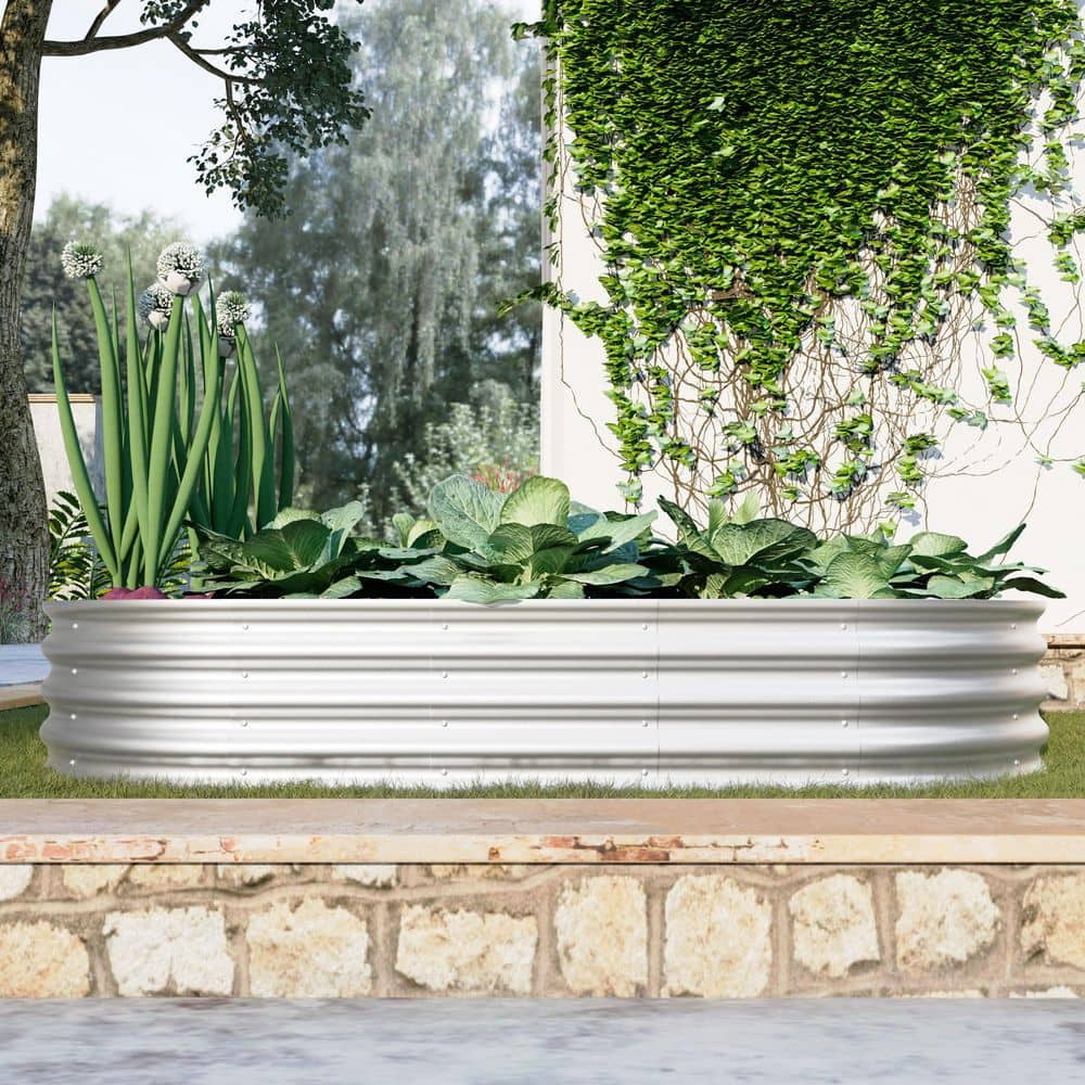 72 in. L x 36 in. W x 12 in. H Silver Metal Outdoor Raised Garden Bed ...