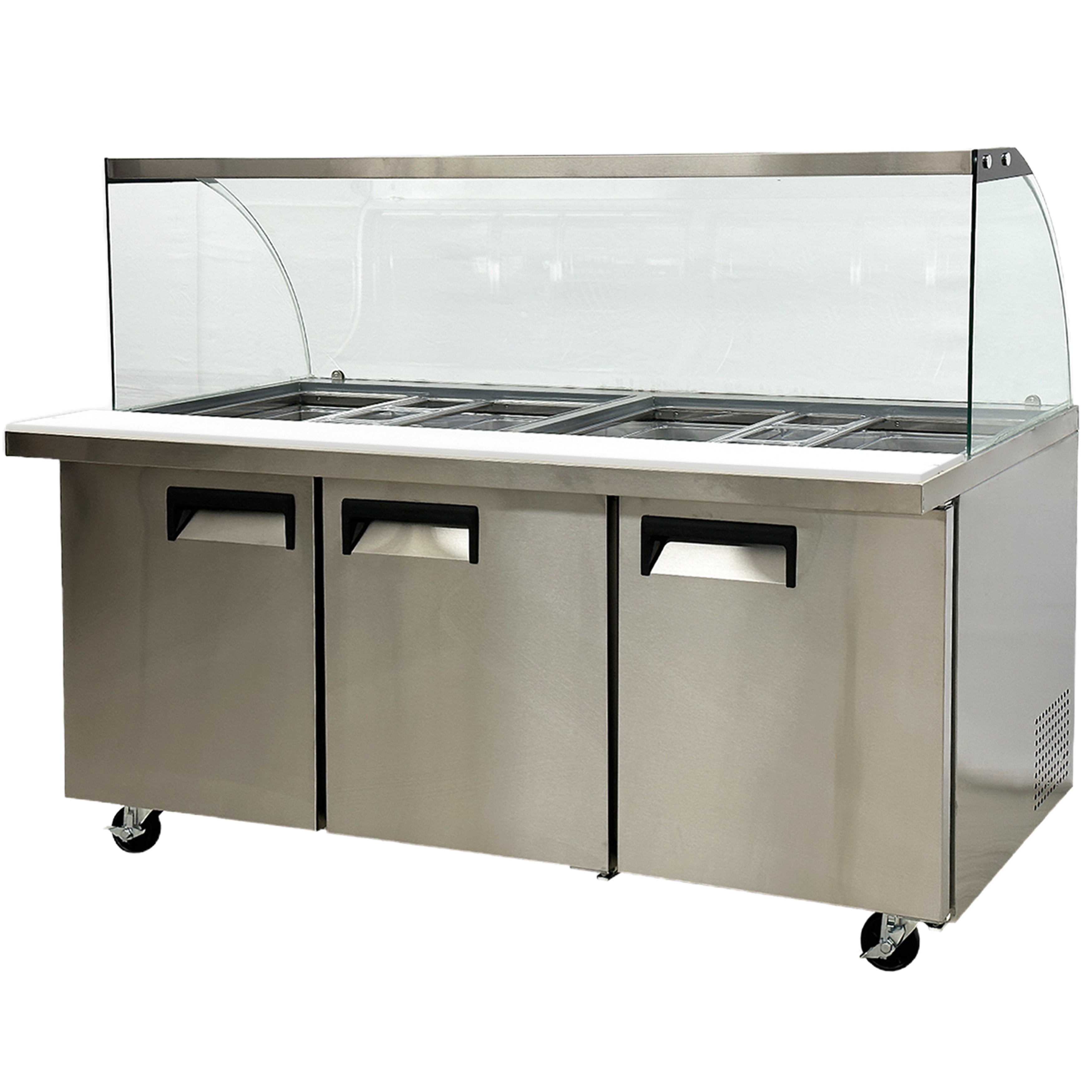 72 in. Three-Door Salad Bar Refrigerated Buffet Cold Table 20.6 Cu.Ft ...