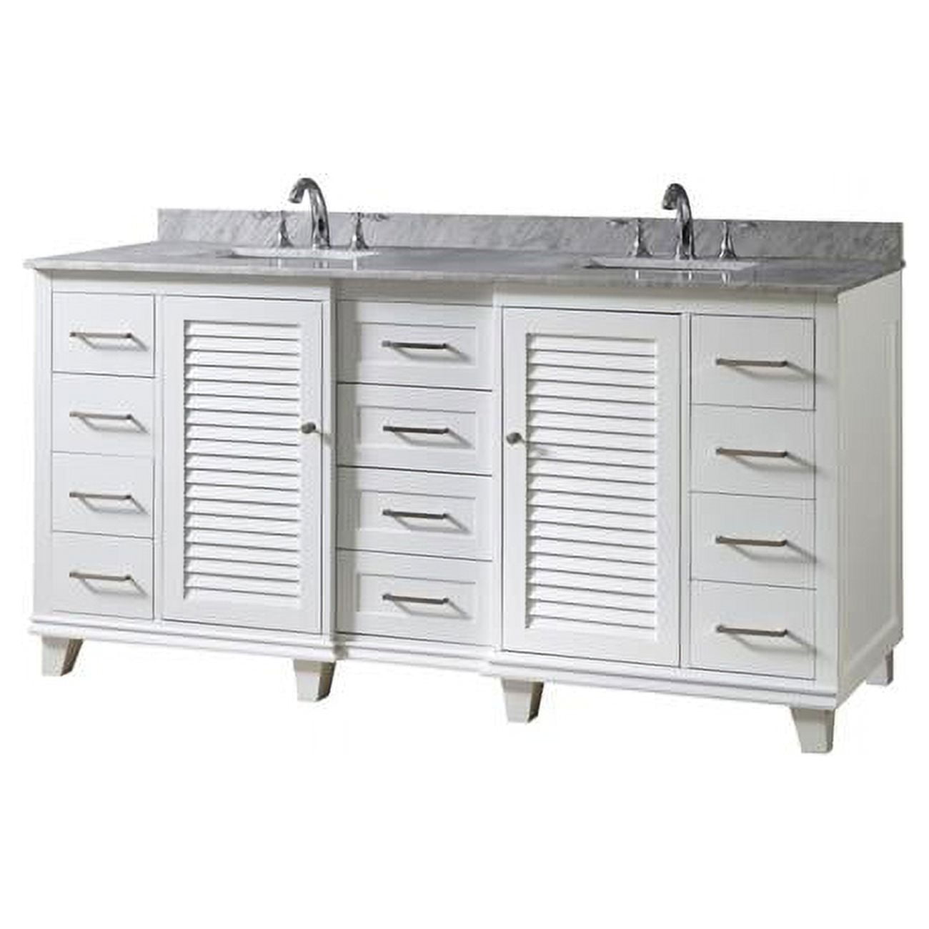 72 in. Ultimate Shutter Vanity In White with Carrara White Marble ...