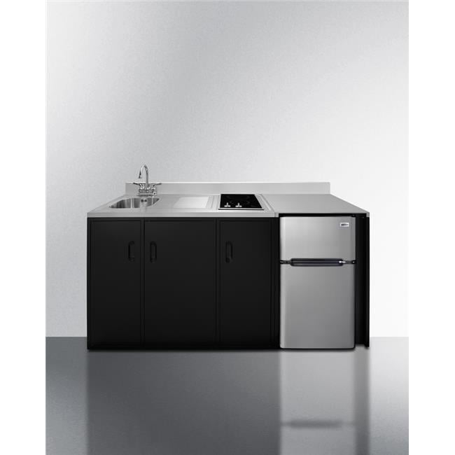 72 in. Wide All-In-One Kitchenette - ADA Counter Height, Black ...