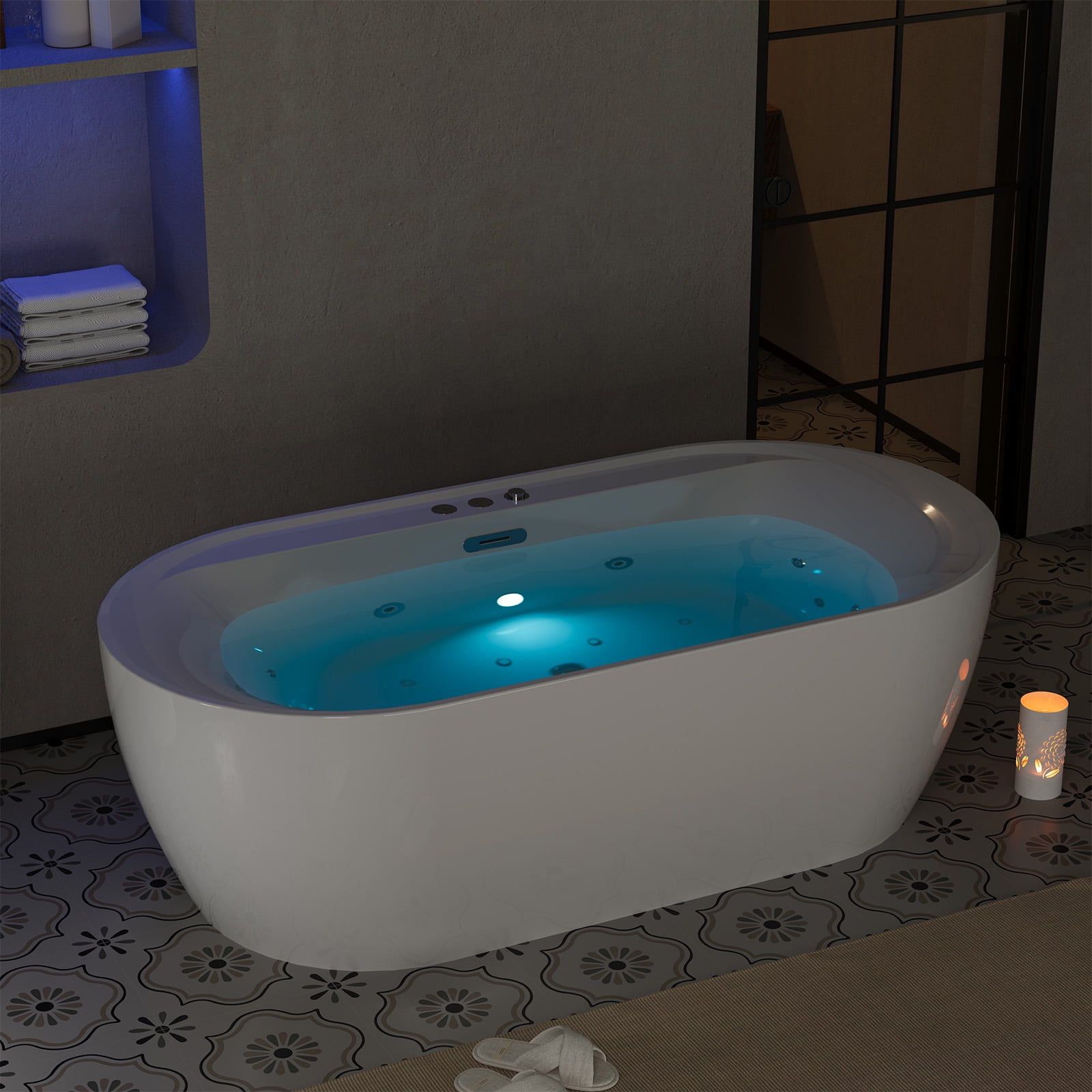 72 in x 35-3/8 in Air Bath Heated Soaking Combination Tub with ...