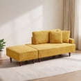 72-inch Boucle Upholstered Chaise Lounge with Ottoman, 2 Throw Pillows ...