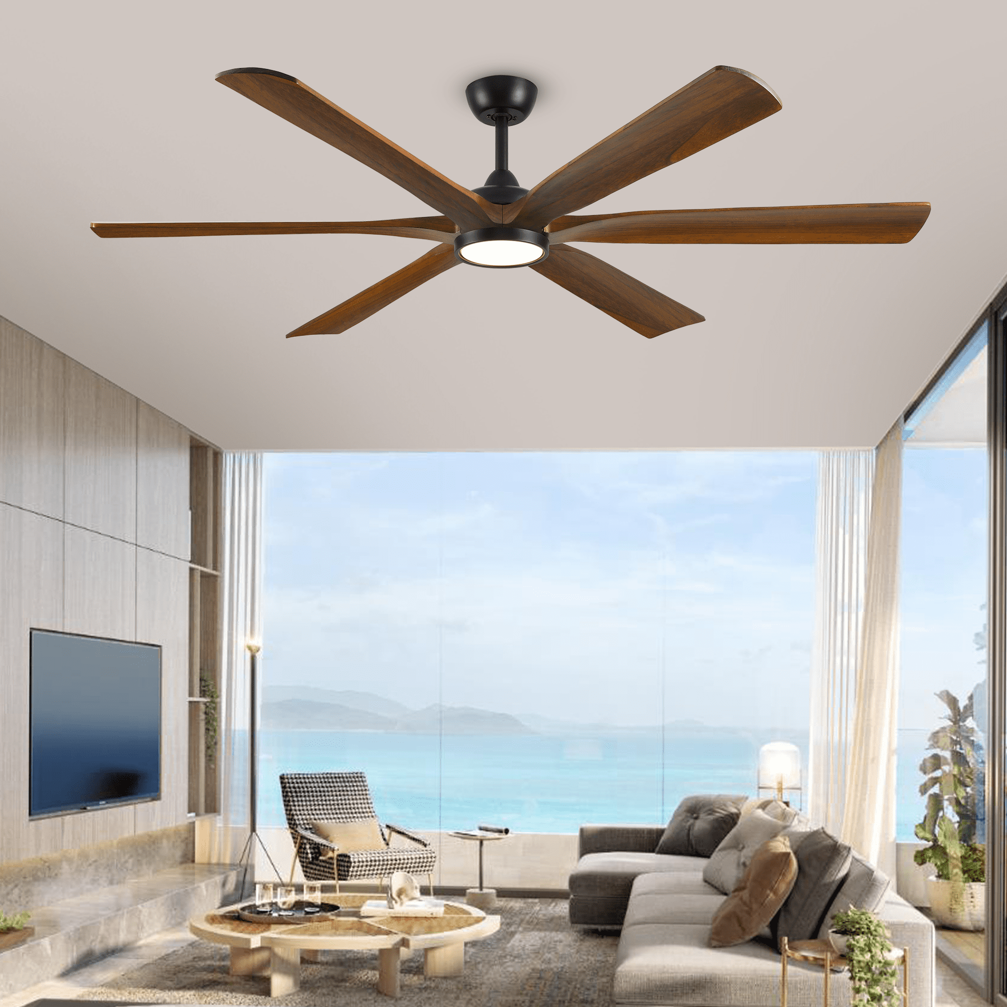 72 inch Large Ceiling Fan with Light and Remote, Outdoor Ceiling Fans ...