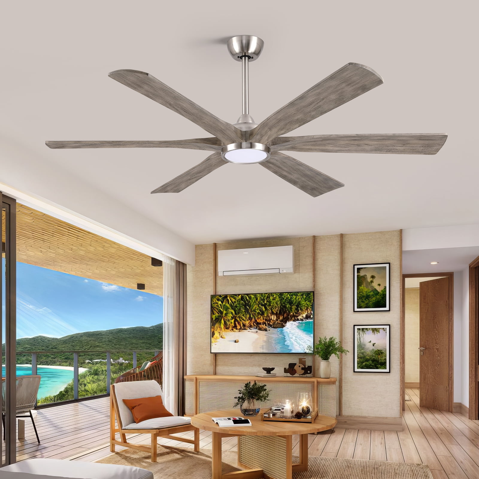 72 inch Outdoor Ceiling Fan for Patios with Light and Remote, Large ...