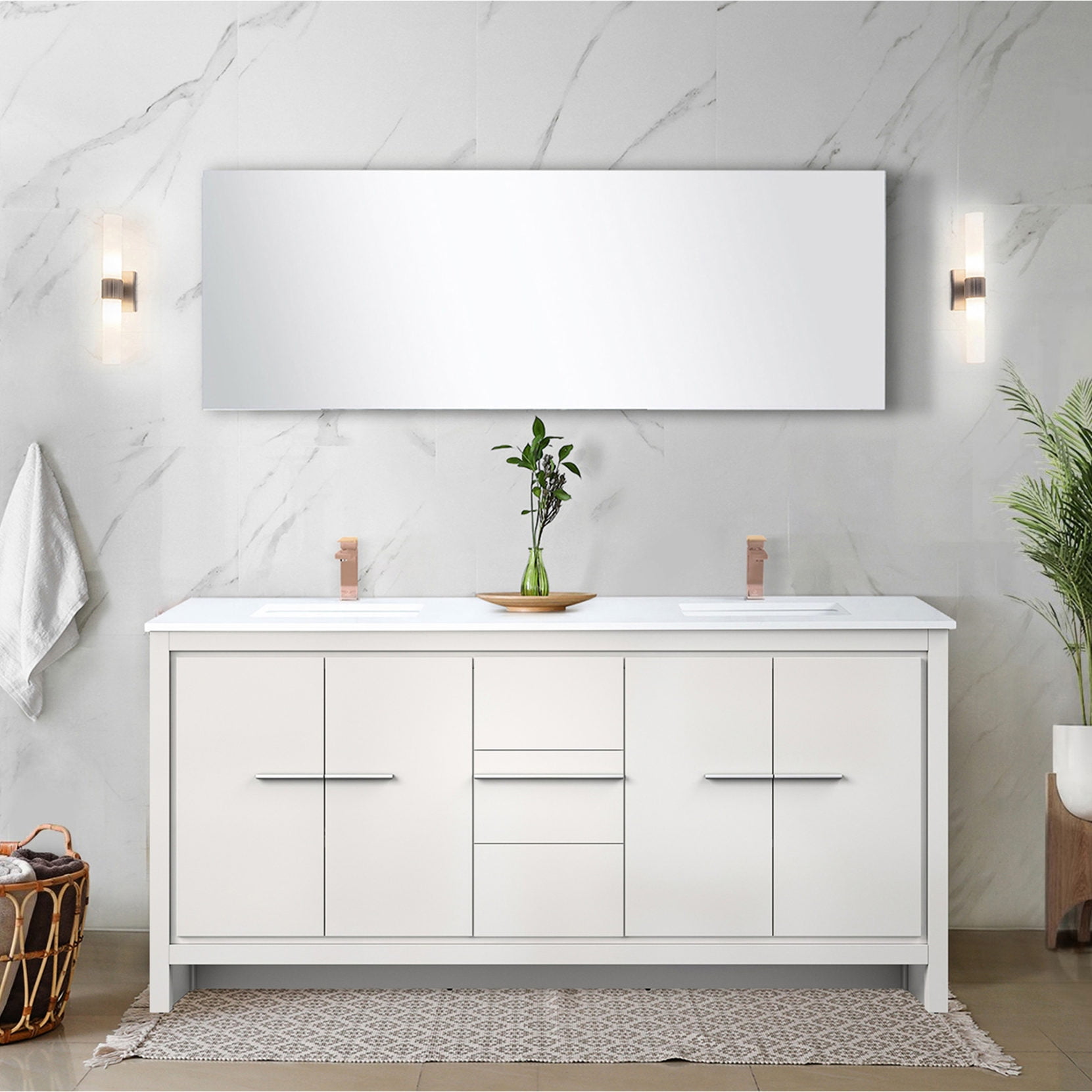 72 - inch wide white quartz vanity | Suitable for newly - renovated ...