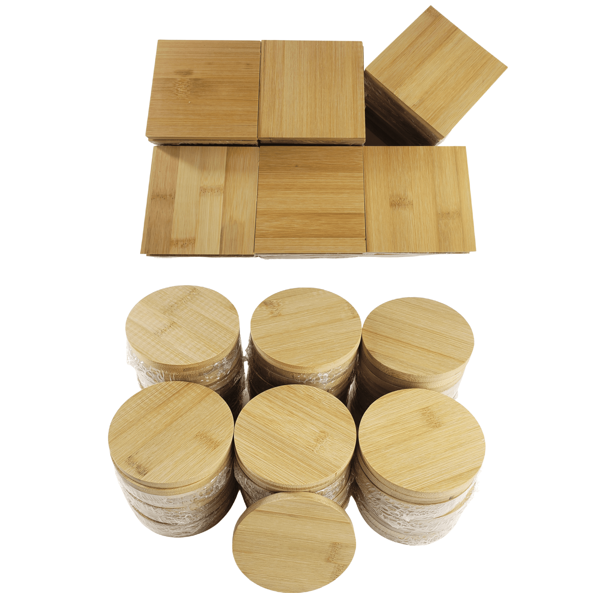 72 pc Mixed 4" Bulk Plain Blank Bamboo Coasters, Custom Engraving DIY ...