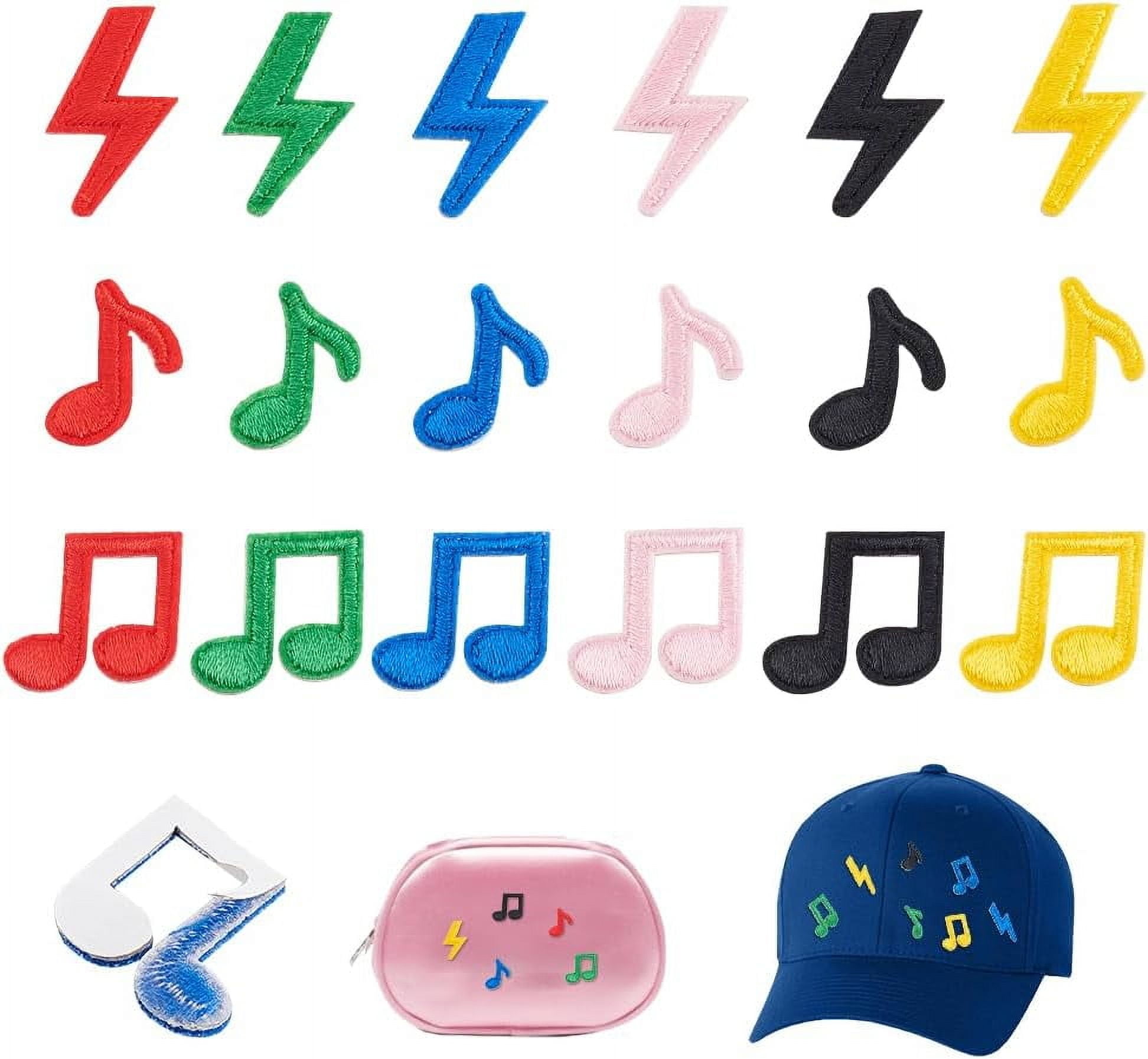 72 pcs Colorful Musical Note Lightning Bolt Shape Embroidery Sew on ...