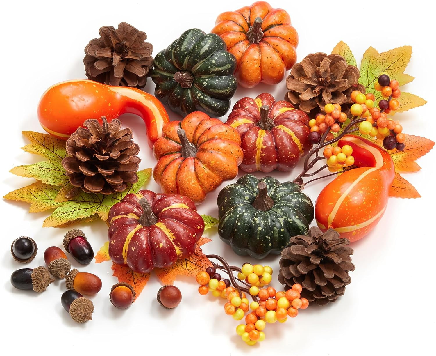 72 pcs Mini Artificial Pumpkin Set, Fall Harvest Decoration Kit with ...