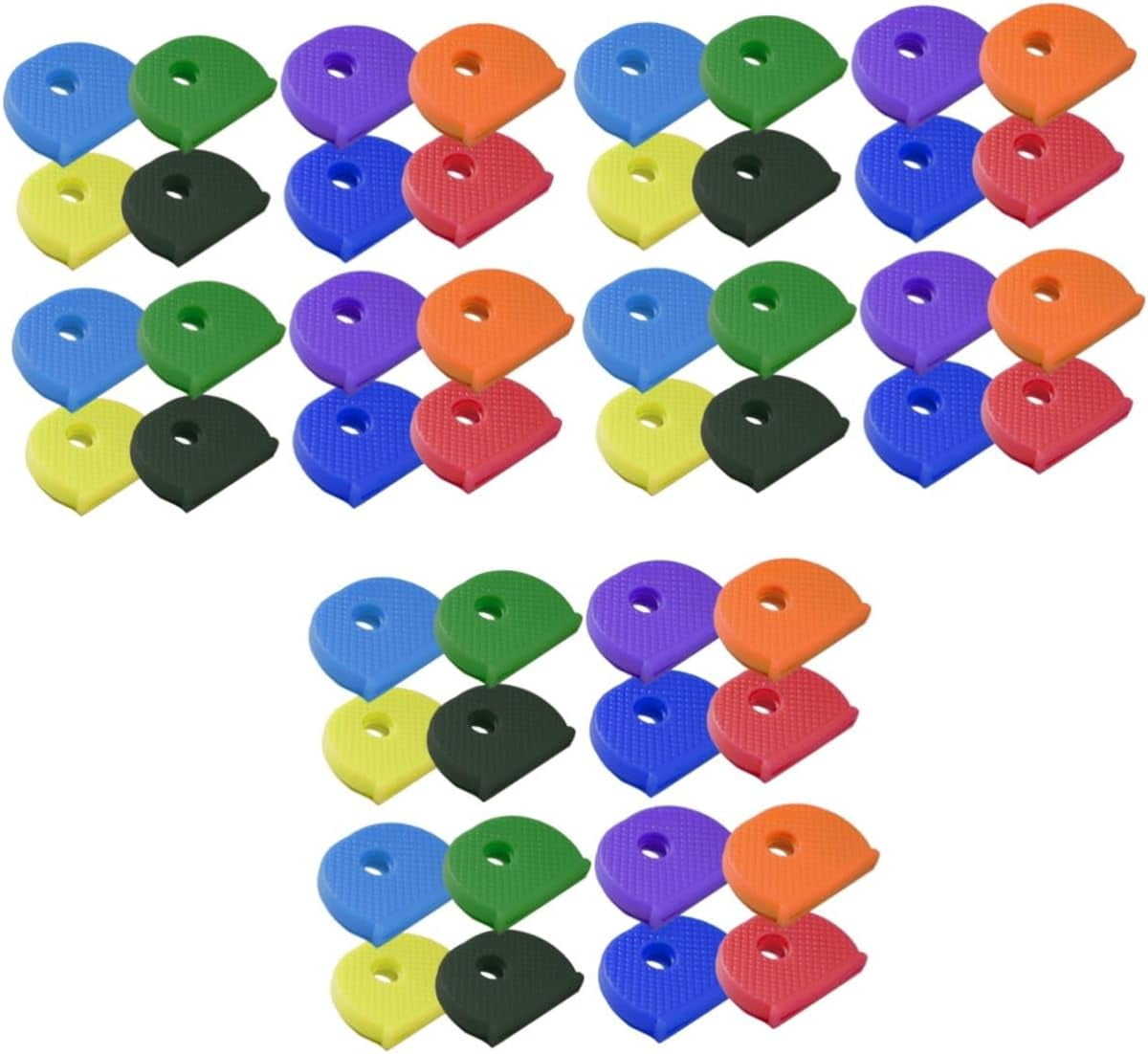 72 pcs Plastic Tags Colored Labels Rubber Key Toppers Key Tags with ...