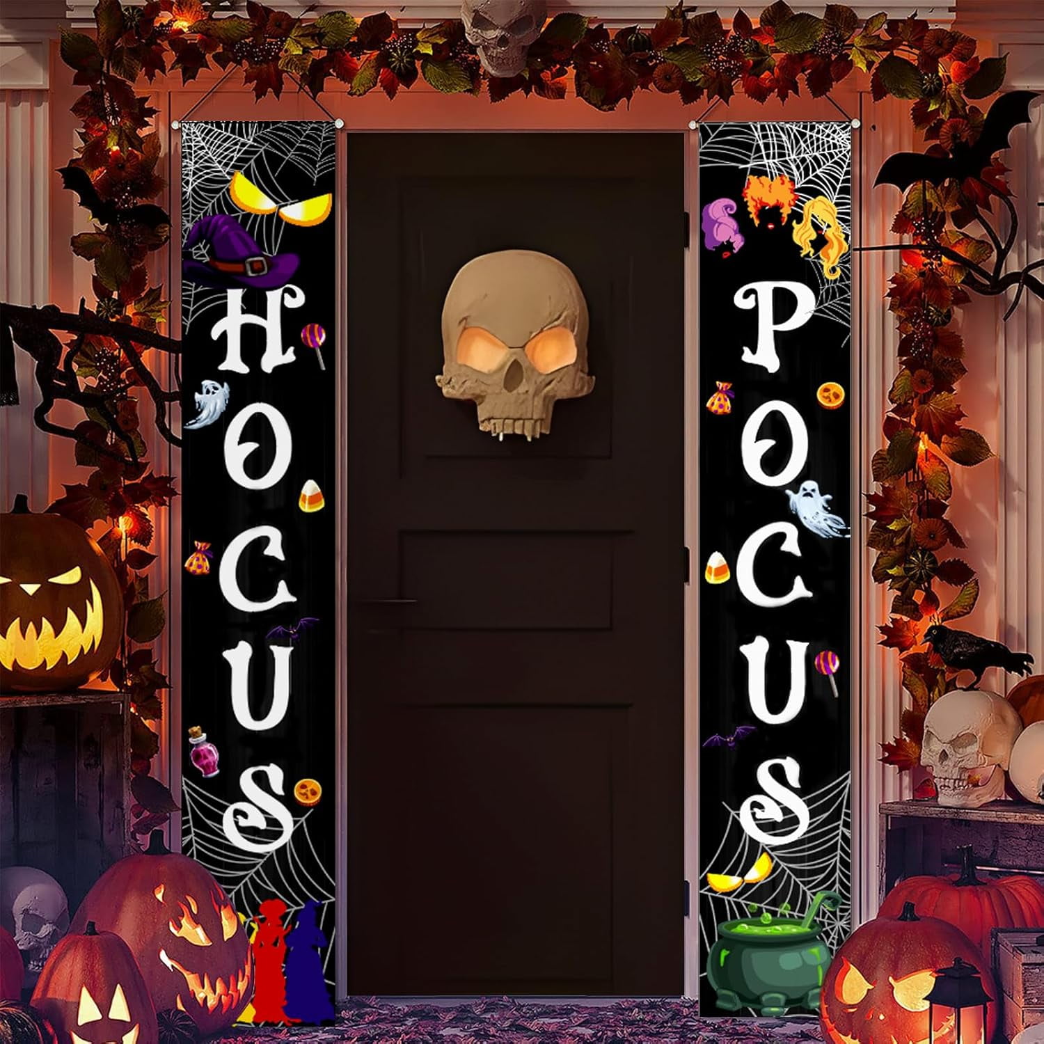 72 x 12 Inches Halloween Hocus Pocus Backdrop for Doorway Porch, Witch ...