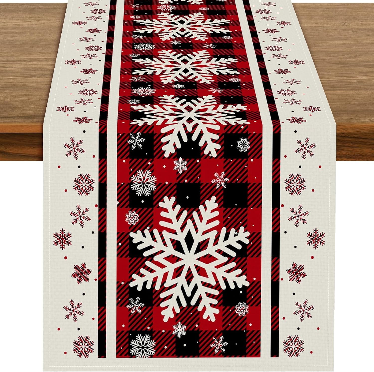 72 x 13 Inch Christmas Table Runner – Buffalo Plaid with White ...