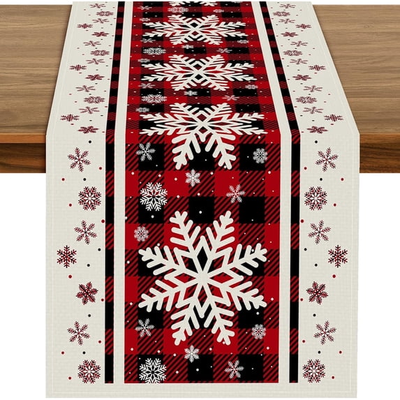 72 x 13 Inch Christmas Table Runner – Buffalo Plaid with White ...