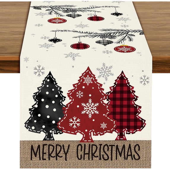 72 x 13 Inch Christmas Table Runner – Red and Black Plaid Christmas ...
