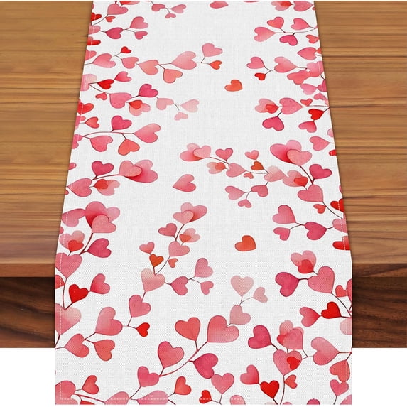 72 x 13 Inch Valentines Day Table Runner – Pink and Red Heart Pattern ...