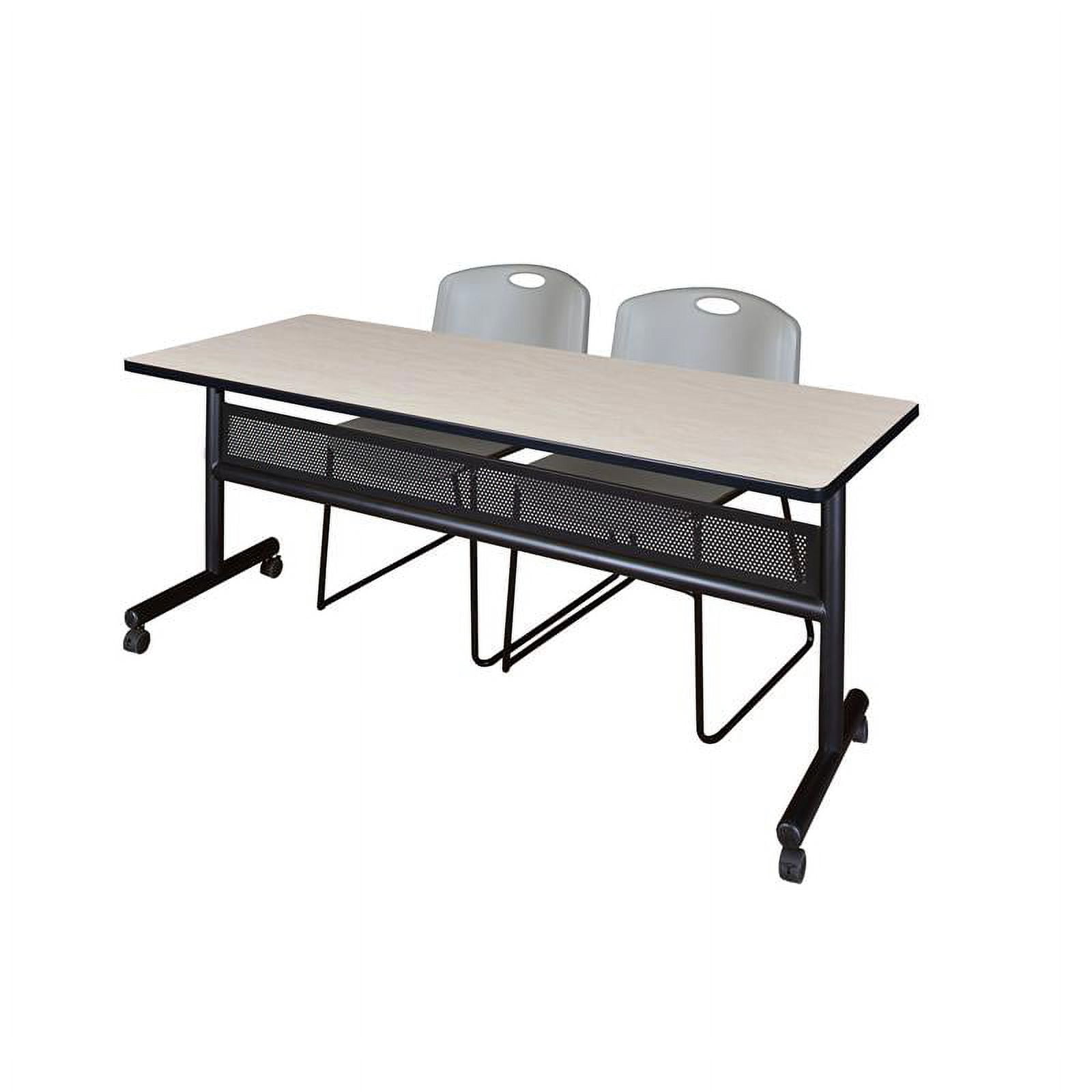 72" x 24" Flip Top Mobile Training Table w/ Divider- Maple & 2 Stack ...