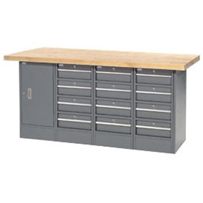 72 x 24 in. Gray Maple Top 12 Drawer & 1 Cabinet Workbench - Gray - 72 ...